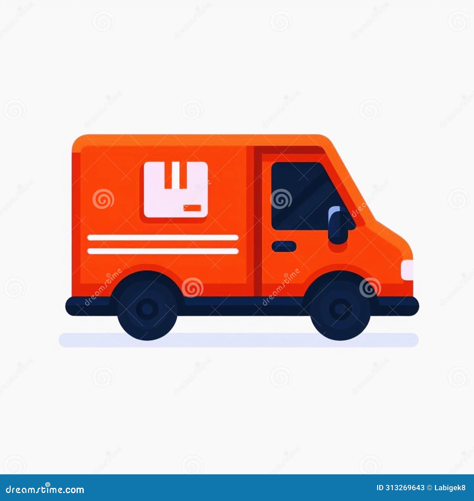 Orange Delivery Van Flat Icon Isolated on White Background. Stock ...