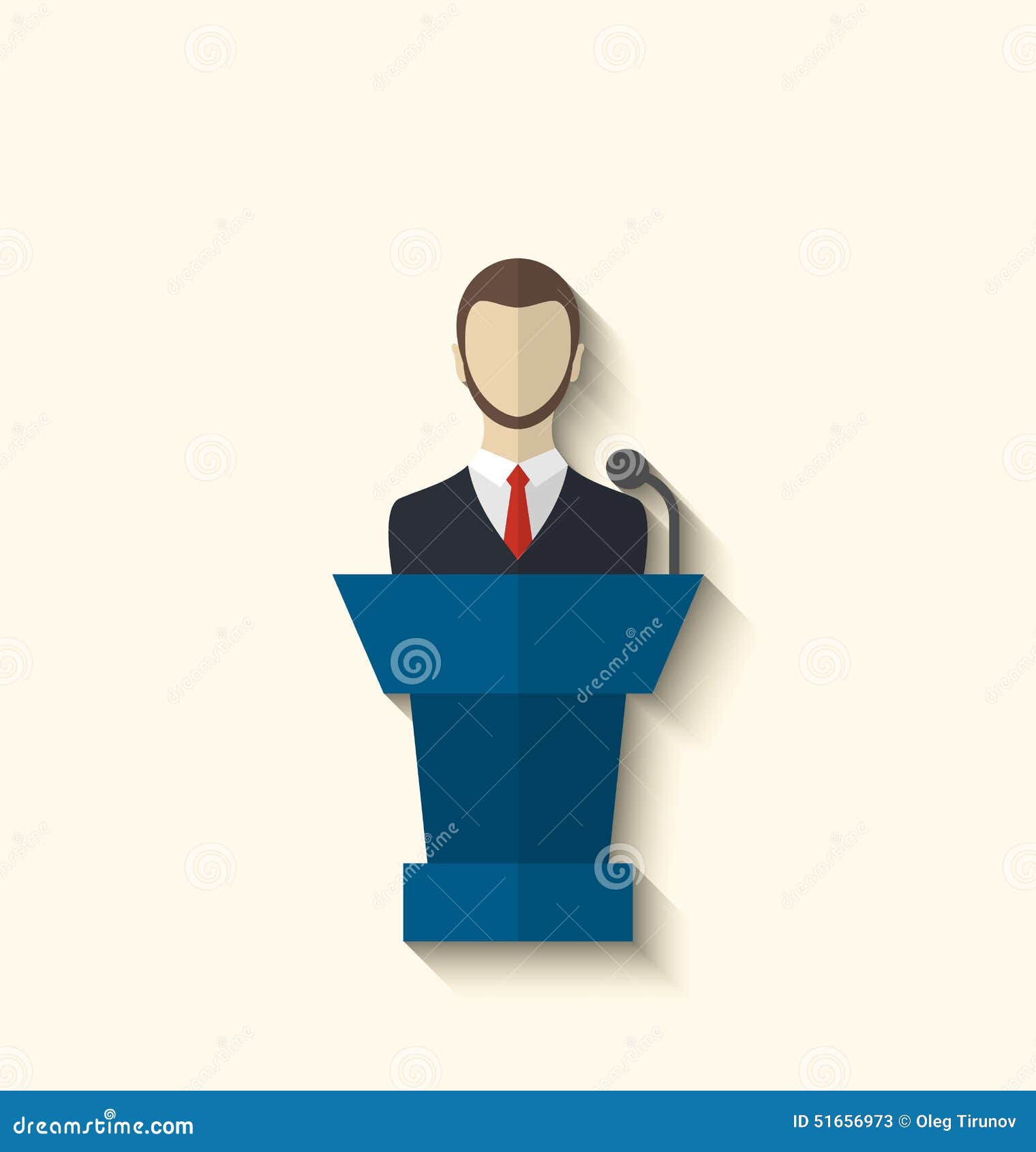 Flat Icon of Orator Speaking from Rostrum, Long Shadow Style Stock ...