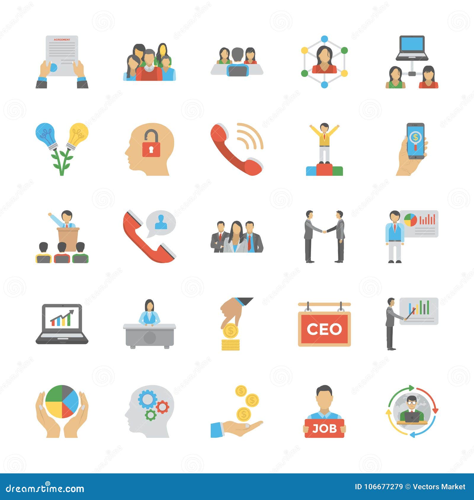 Flat Icon Pack of Human Resource Stock Illustration - Illustration of ...