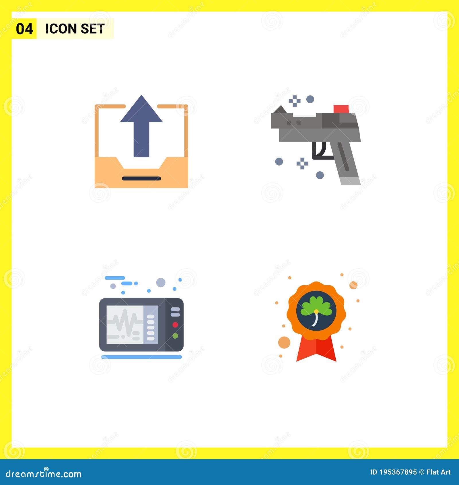 Flat Icon Pack of 4 Universal Symbols of Cabinet, Electrocardiogram ...