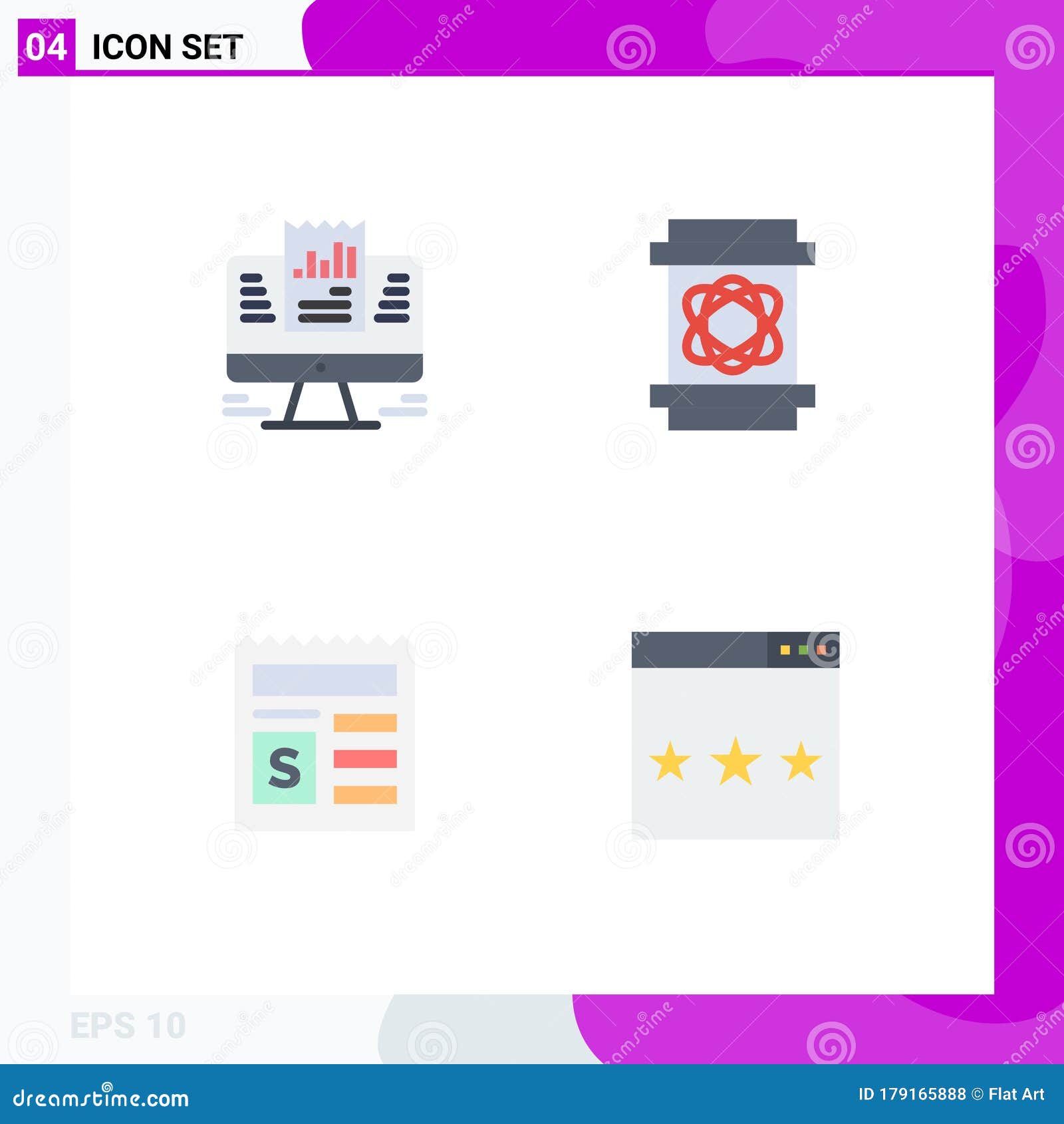 Flat Icon Pack of 4 Universal Symbols of Report, Basic, Computer ...