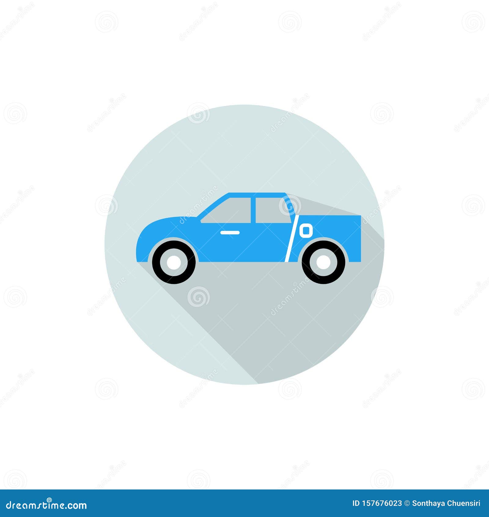 Flat Icon for Pickup Truck in Blue Background,vector Illustrations ...