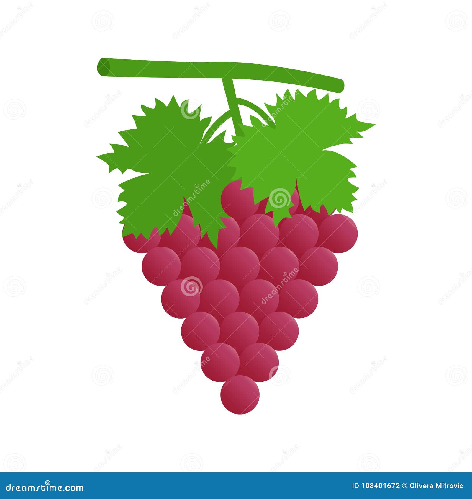 Flat Icon Red Grape with Leaves Stock Vector - Illustration of element ...