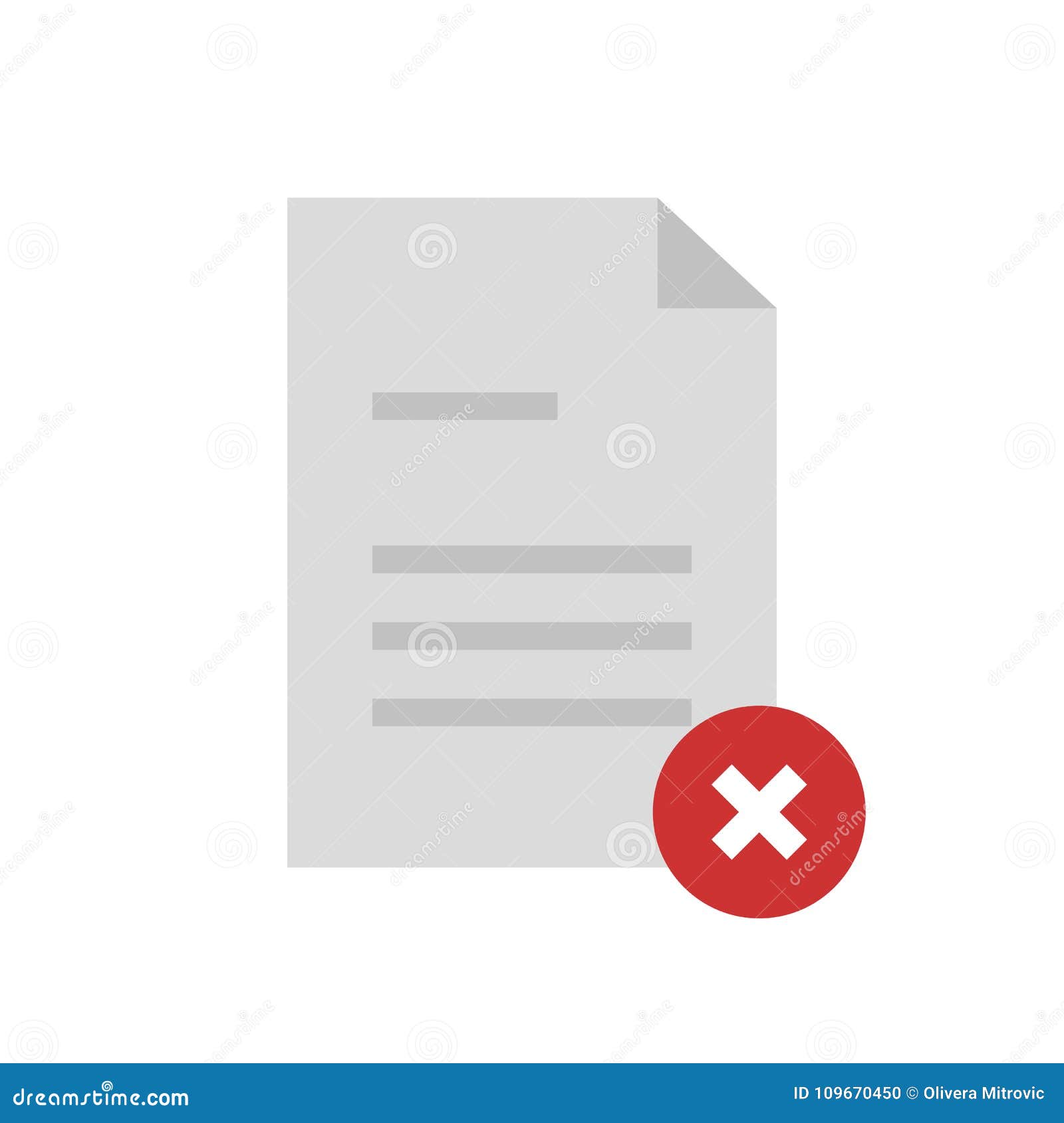Flat Icon Rejected Document Stock Vector - Illustration of paper, fail ...