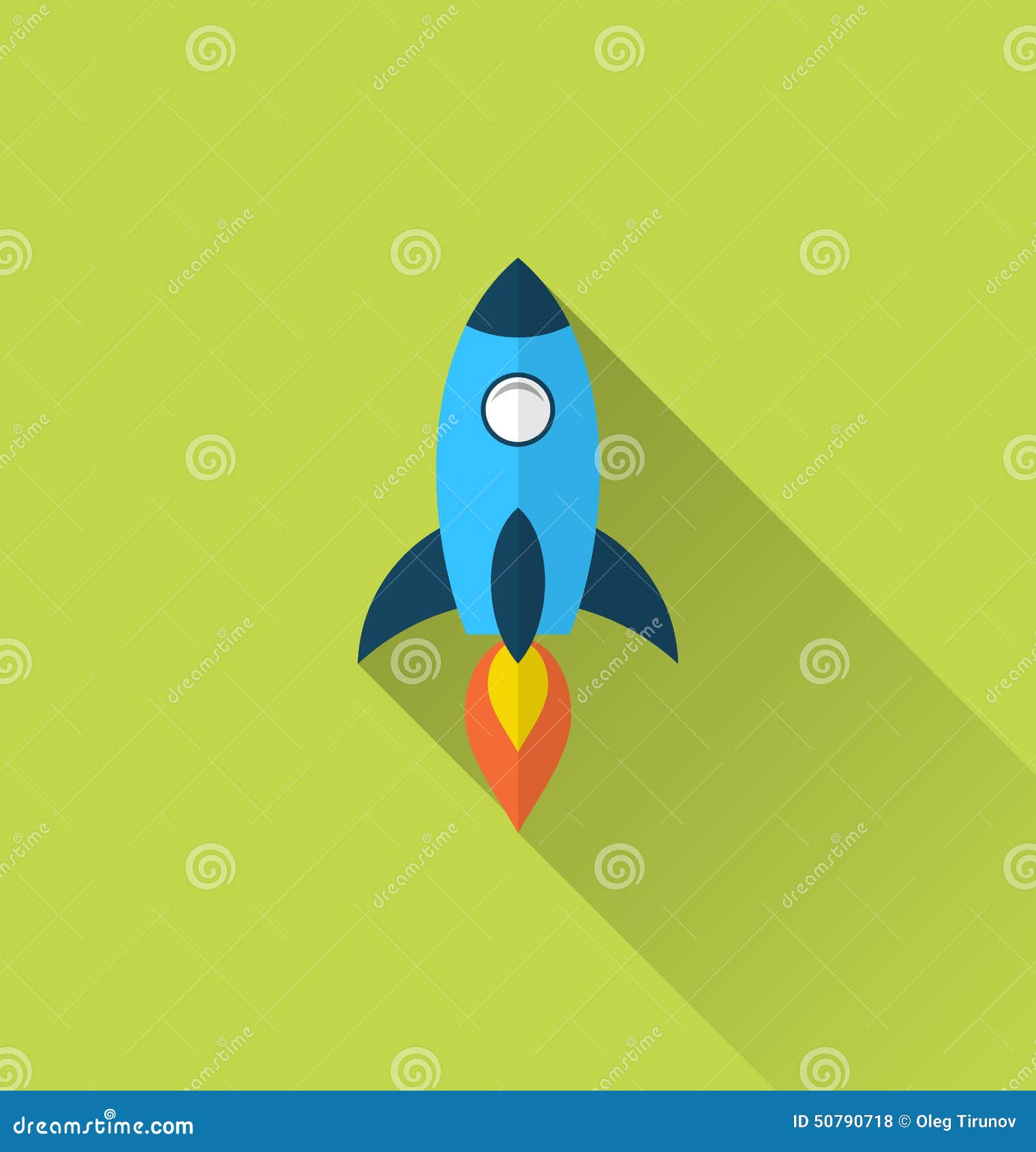 Flat Icon of Rocket with Long Shadow Style Stock Vector - Illustration ...