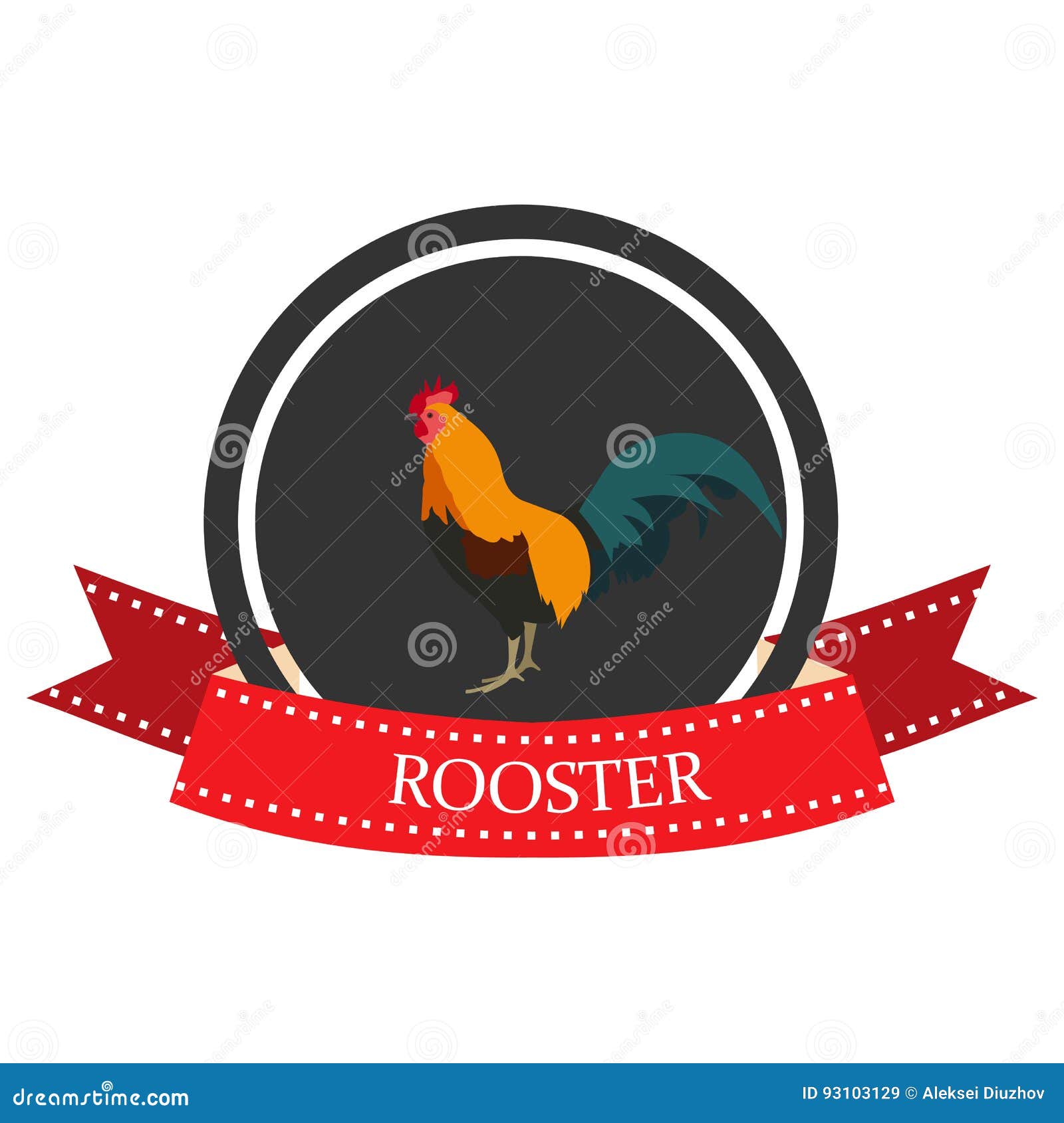 Flat Icon of a Rooster with the Name Stock Vector - Illustration of element, beak: 93103129
