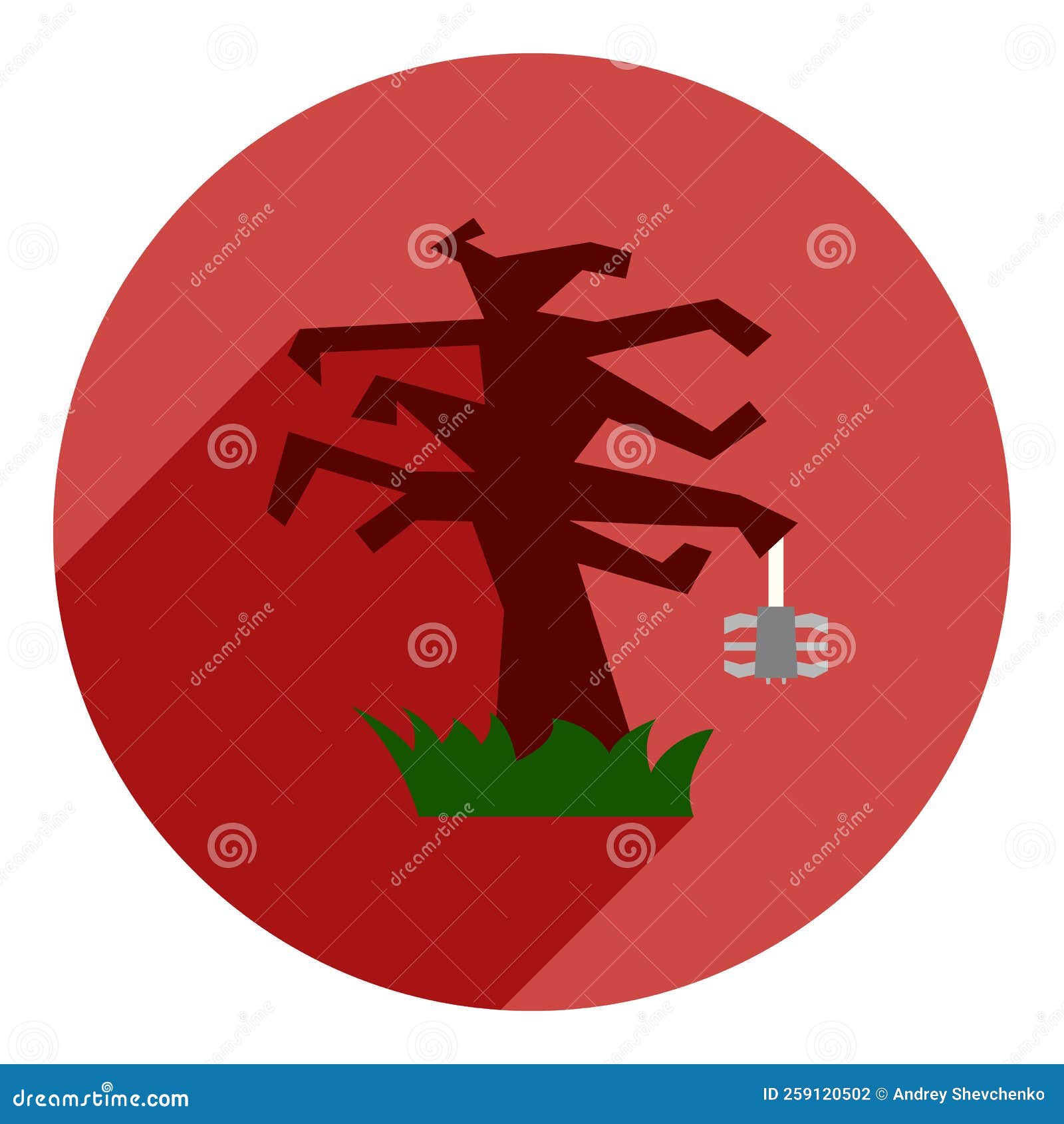Flat Icon of Scary Tree with Spider Stock Vector - Illustration of jack ...
