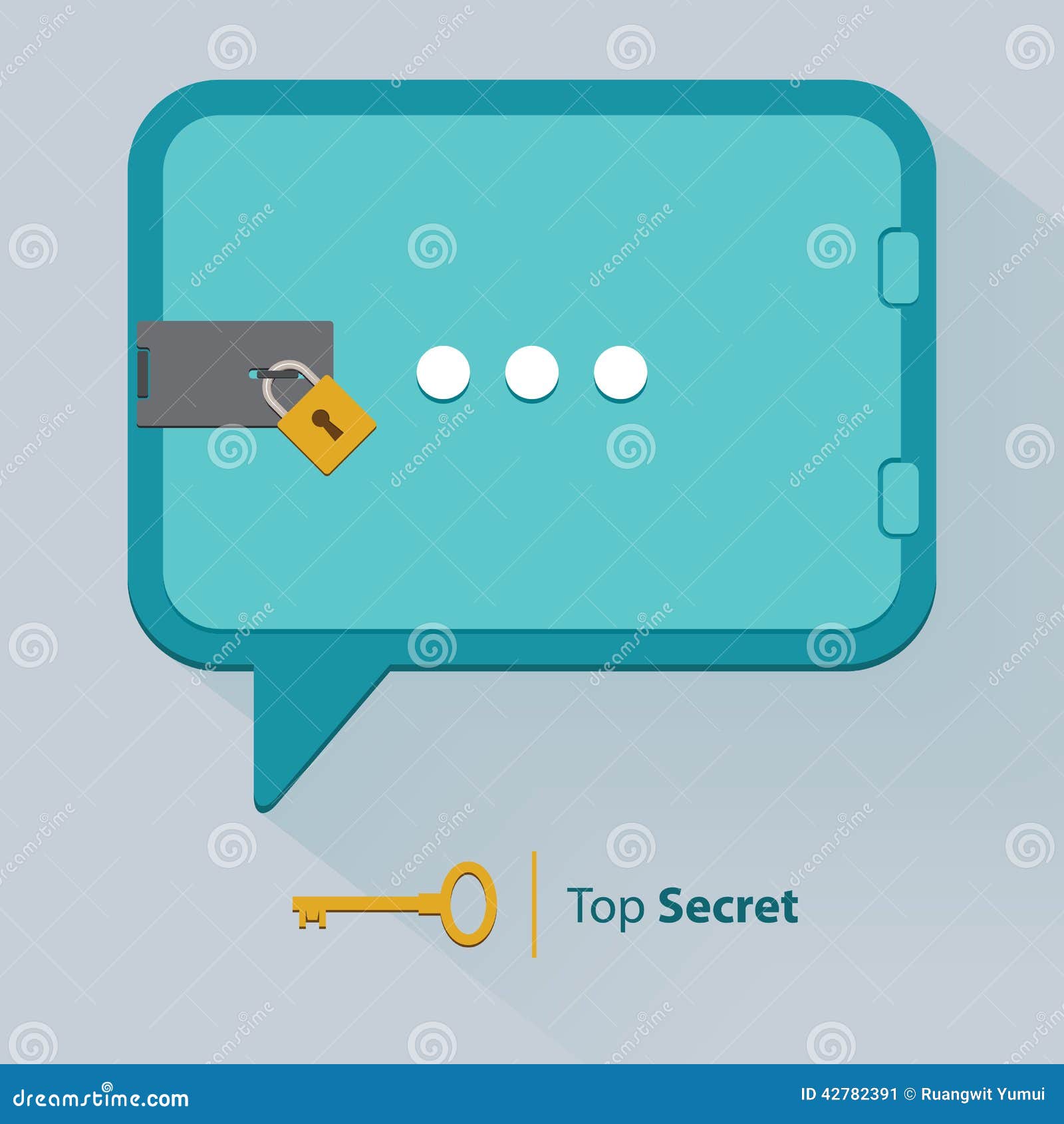 Flat Icon of Secret Speech Bubble with Key Lock Stock Vector ...