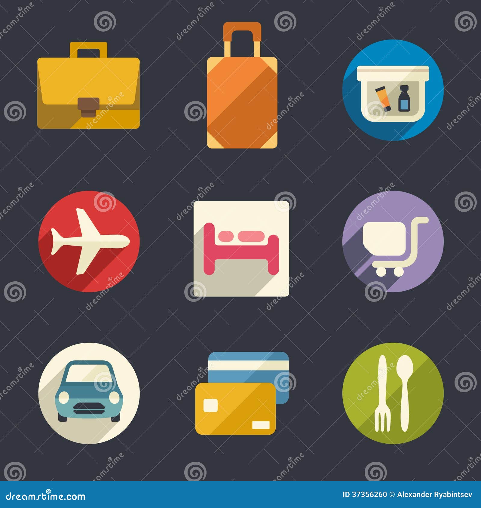 Flat Icon Set. Airport and Airlines Services Stock Vector ...