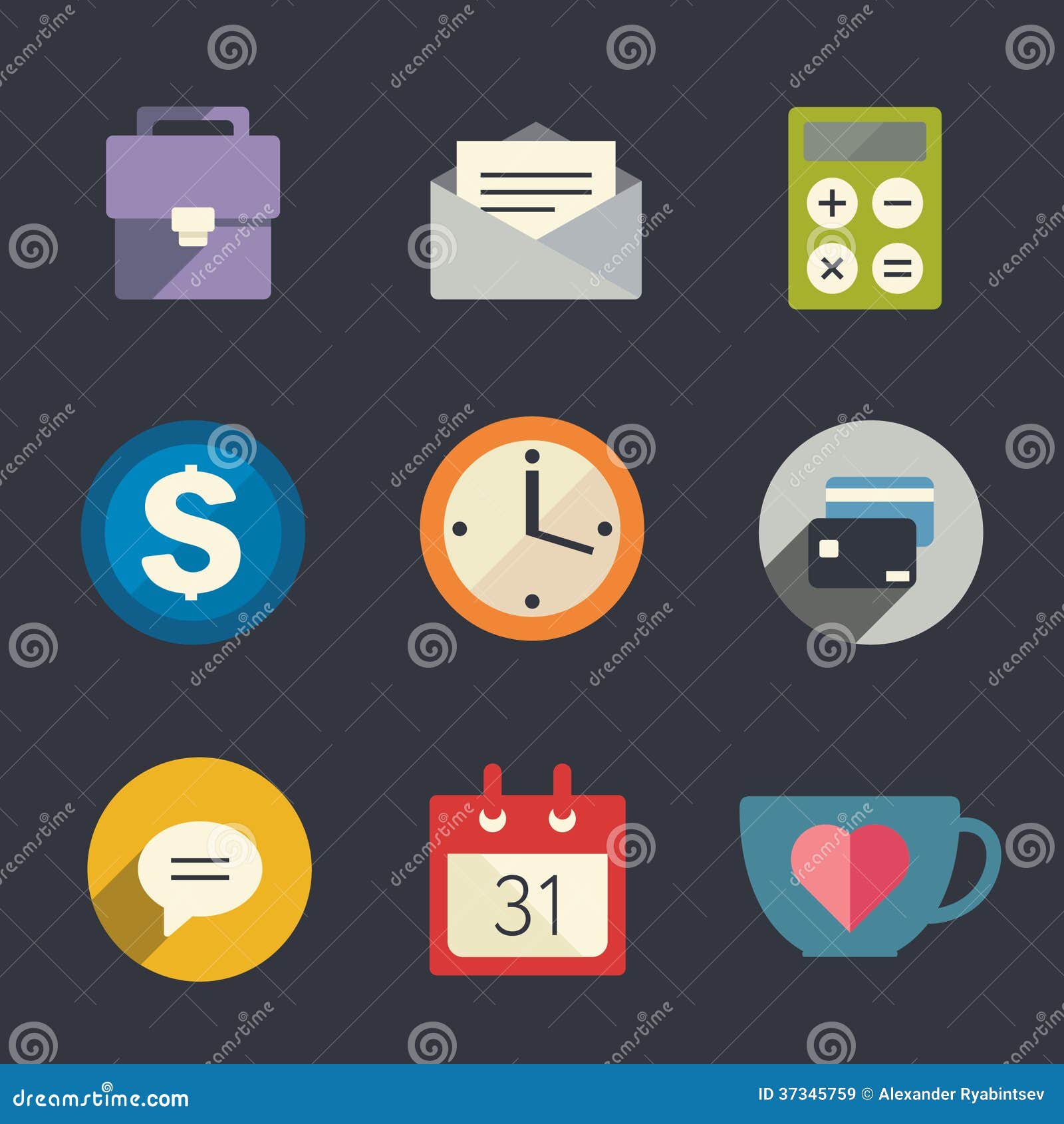 Flat icon set. Business stock vector. Illustration of card - 37345759