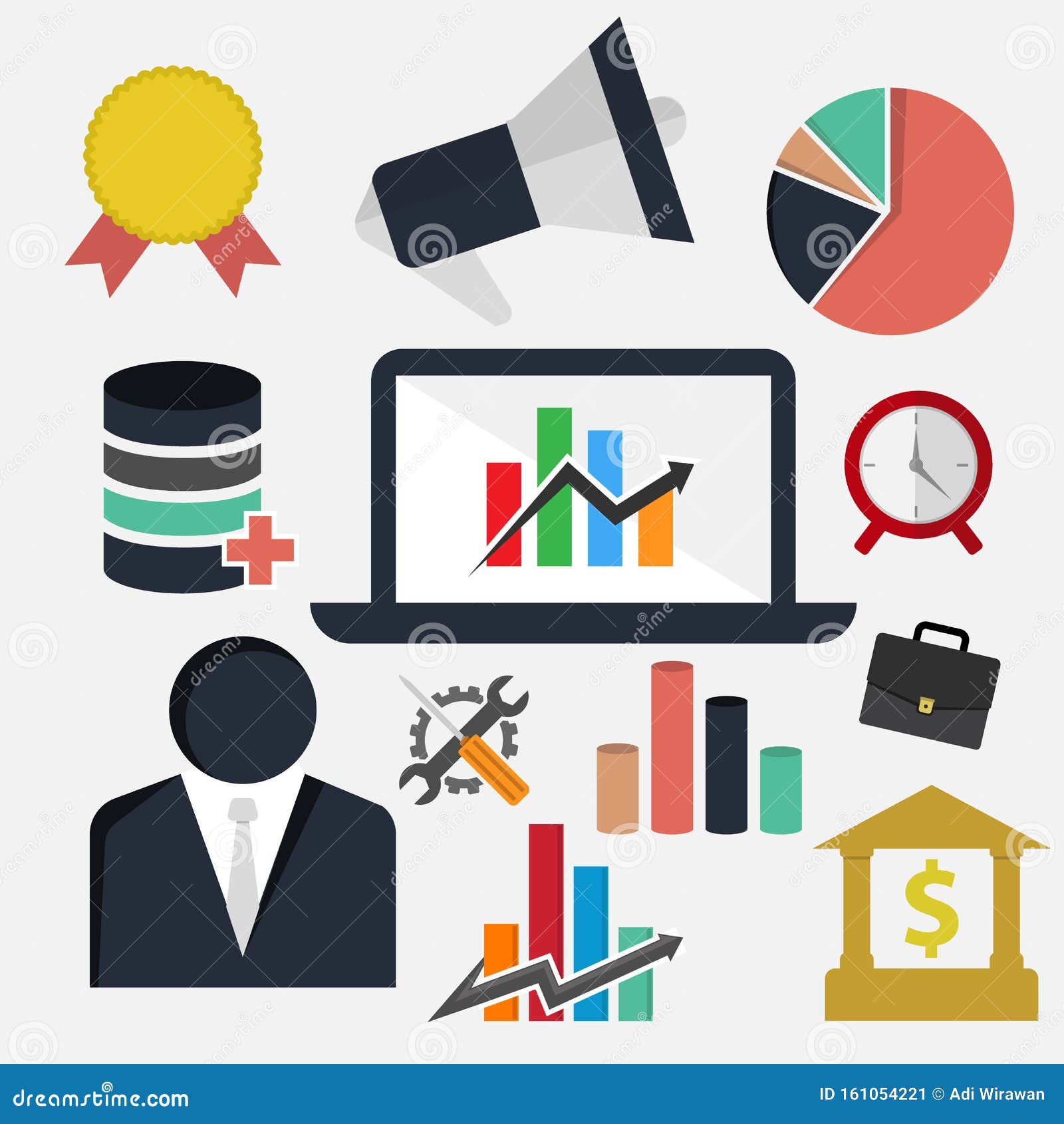 Flat Icon Set of Business Finance Elements Vector Image Stock Vector ...