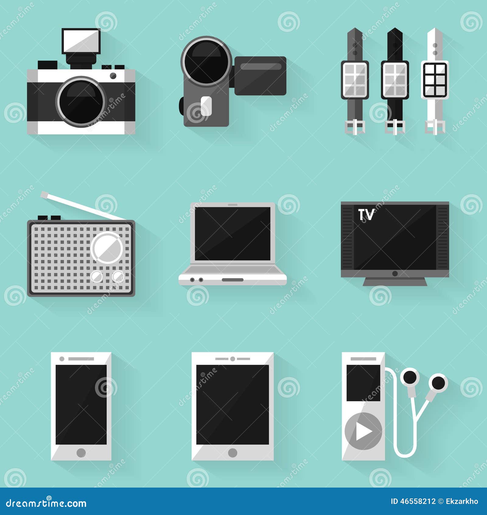 Flat icon set. Device stock vector. Illustration of media - 46558212