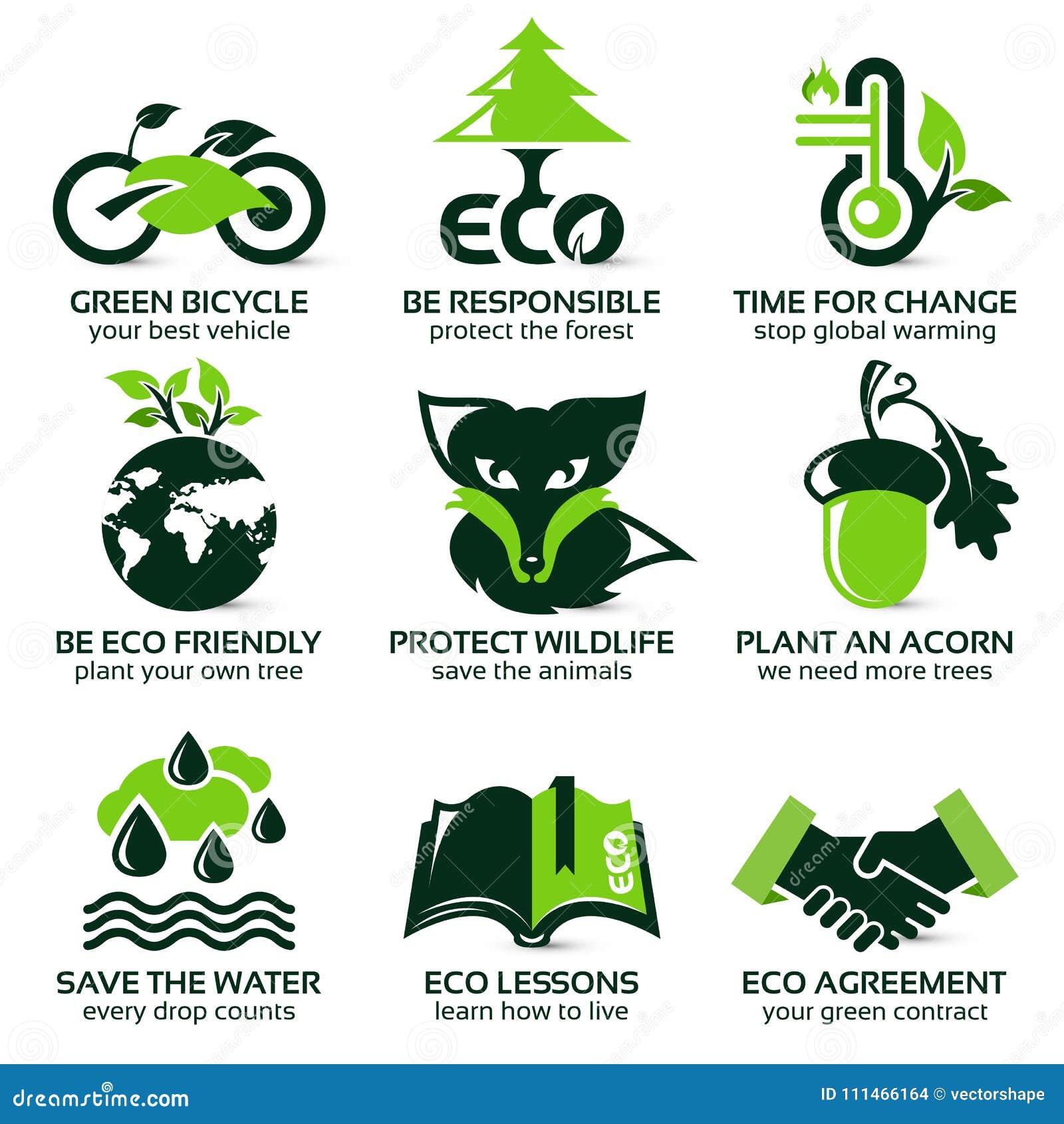 Eco Friendly, Environment Green Icons Vector Illustration ...