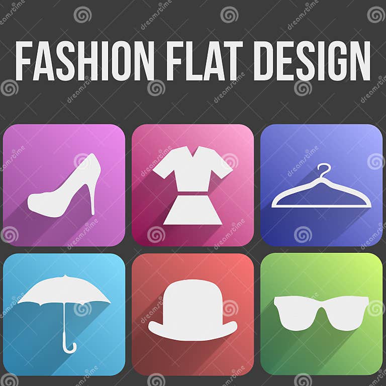 Flat Icon Set Fashion for Web and Application. Stock Vector ...