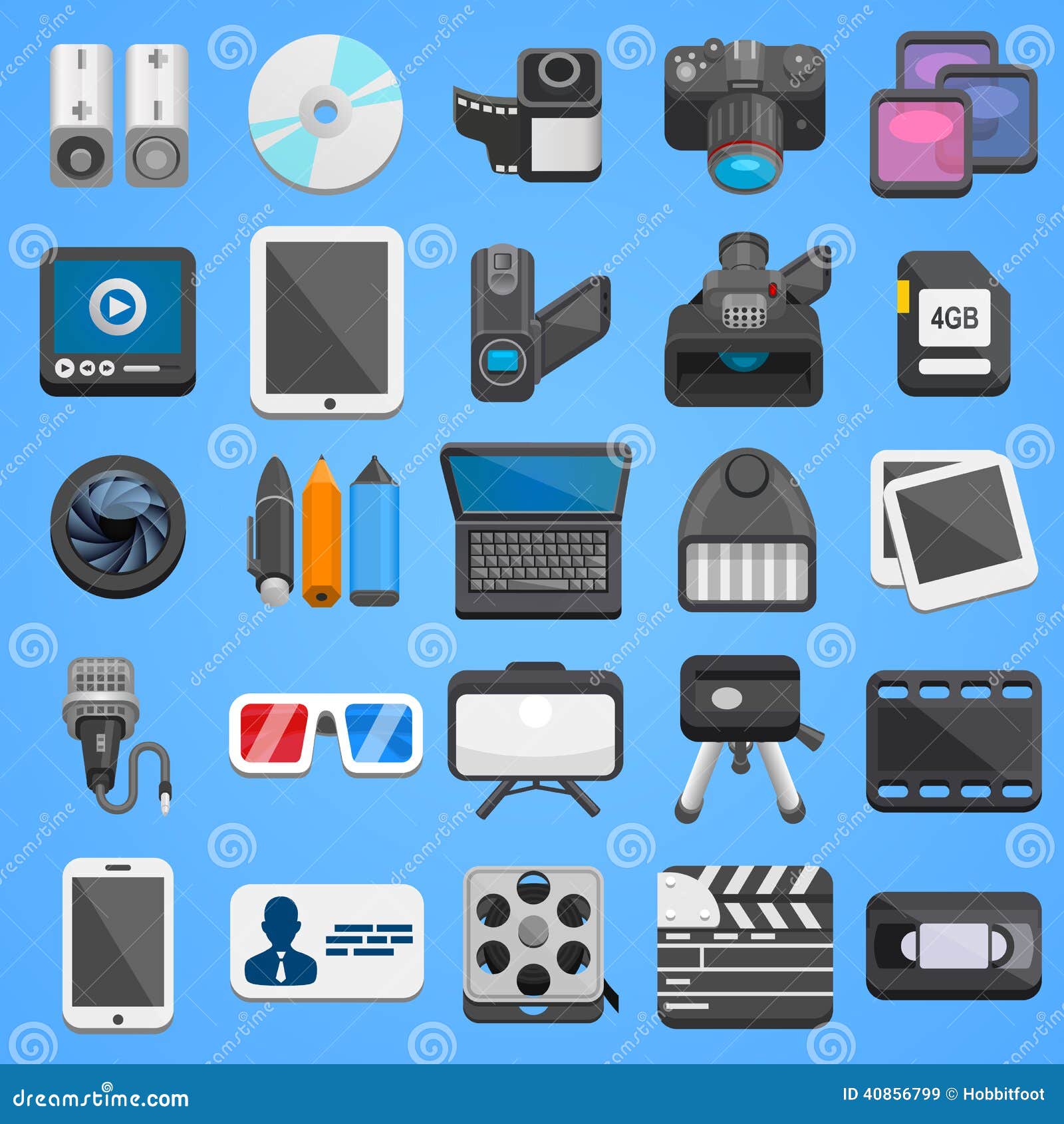 Flat Icon Set Foto Video. Vector Stock Vector - Illustration of camera ...