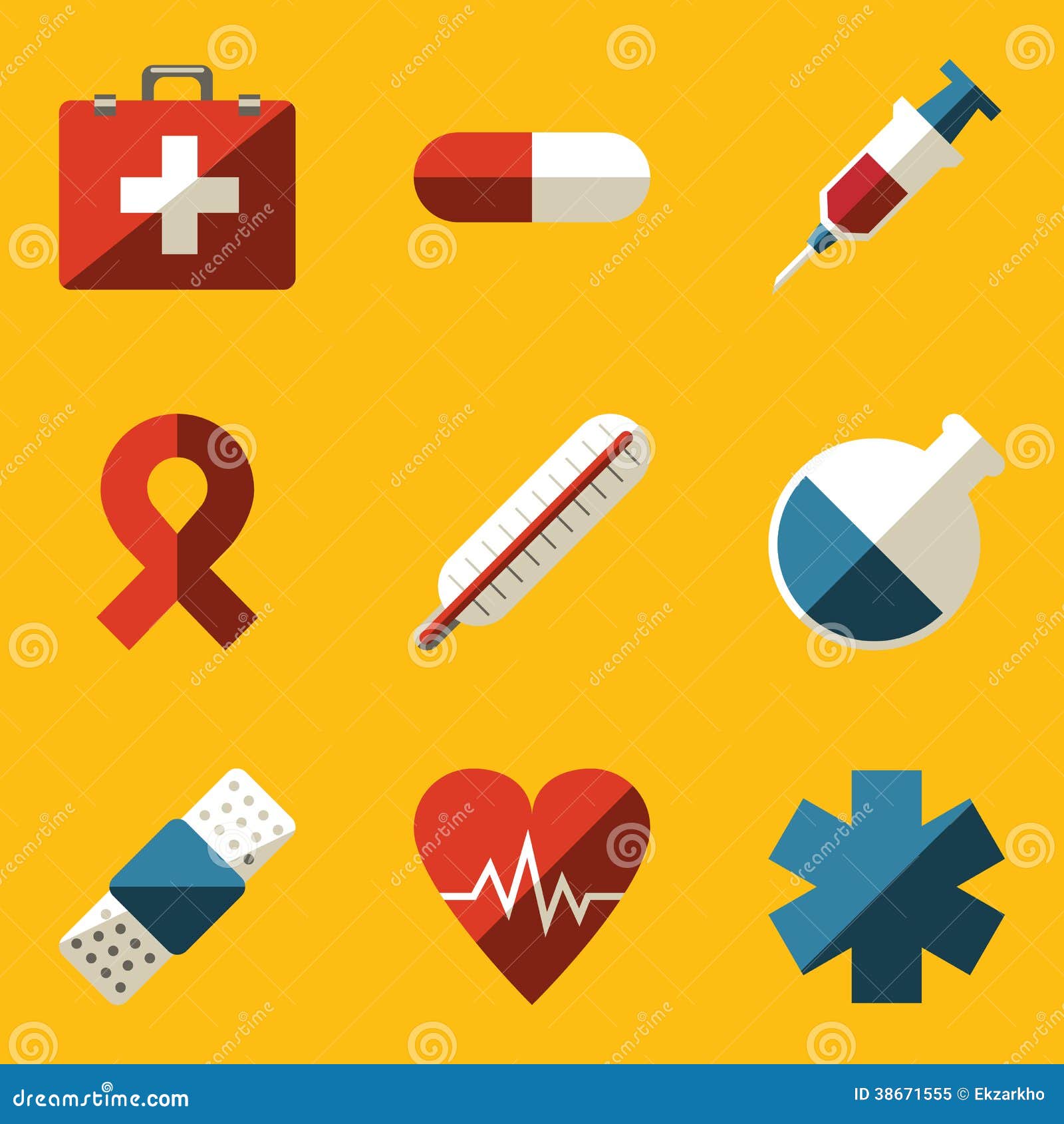 Flat icon set. Medical stock illustration. Illustration of ...
