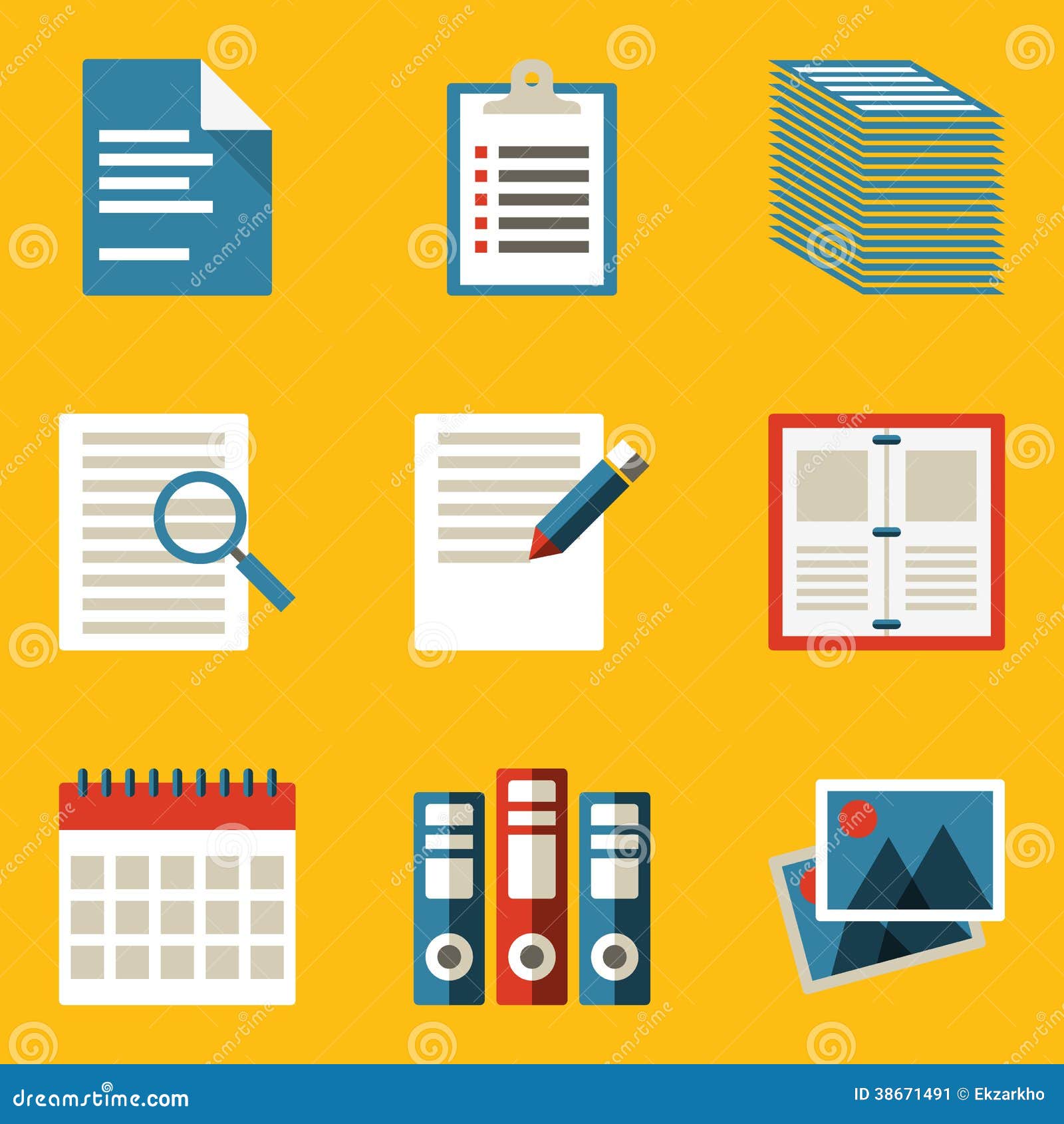 Flat icon set. Paper stock illustration. Illustration of interface ...