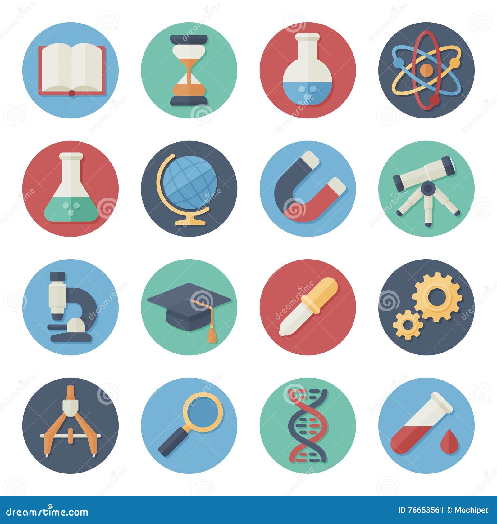 Flat Icon Set of Scientific Tools Stock Vector - Illustration of ...