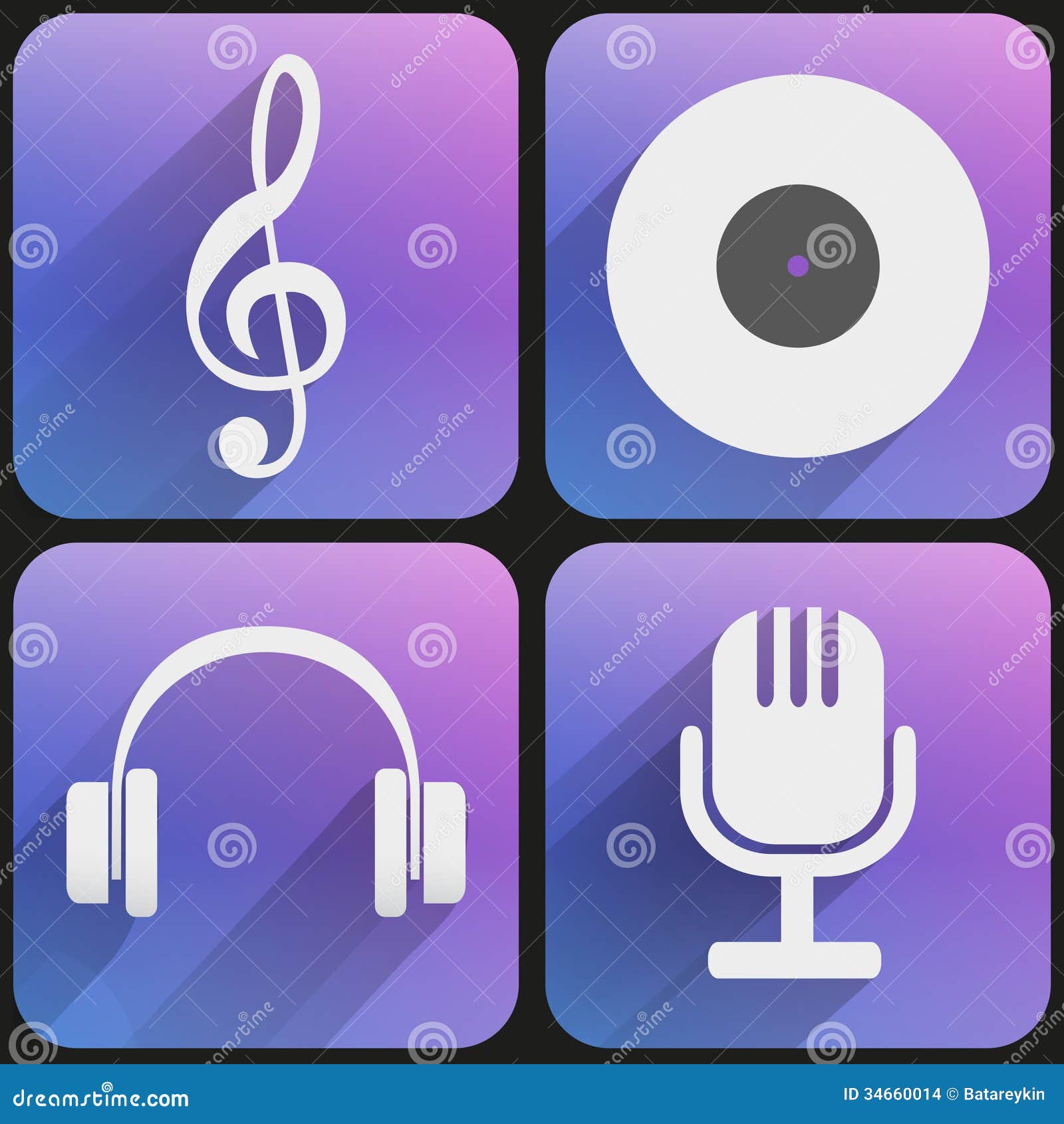 Flat Icon Set Sound Music for Web and Application. Stock Vector ...