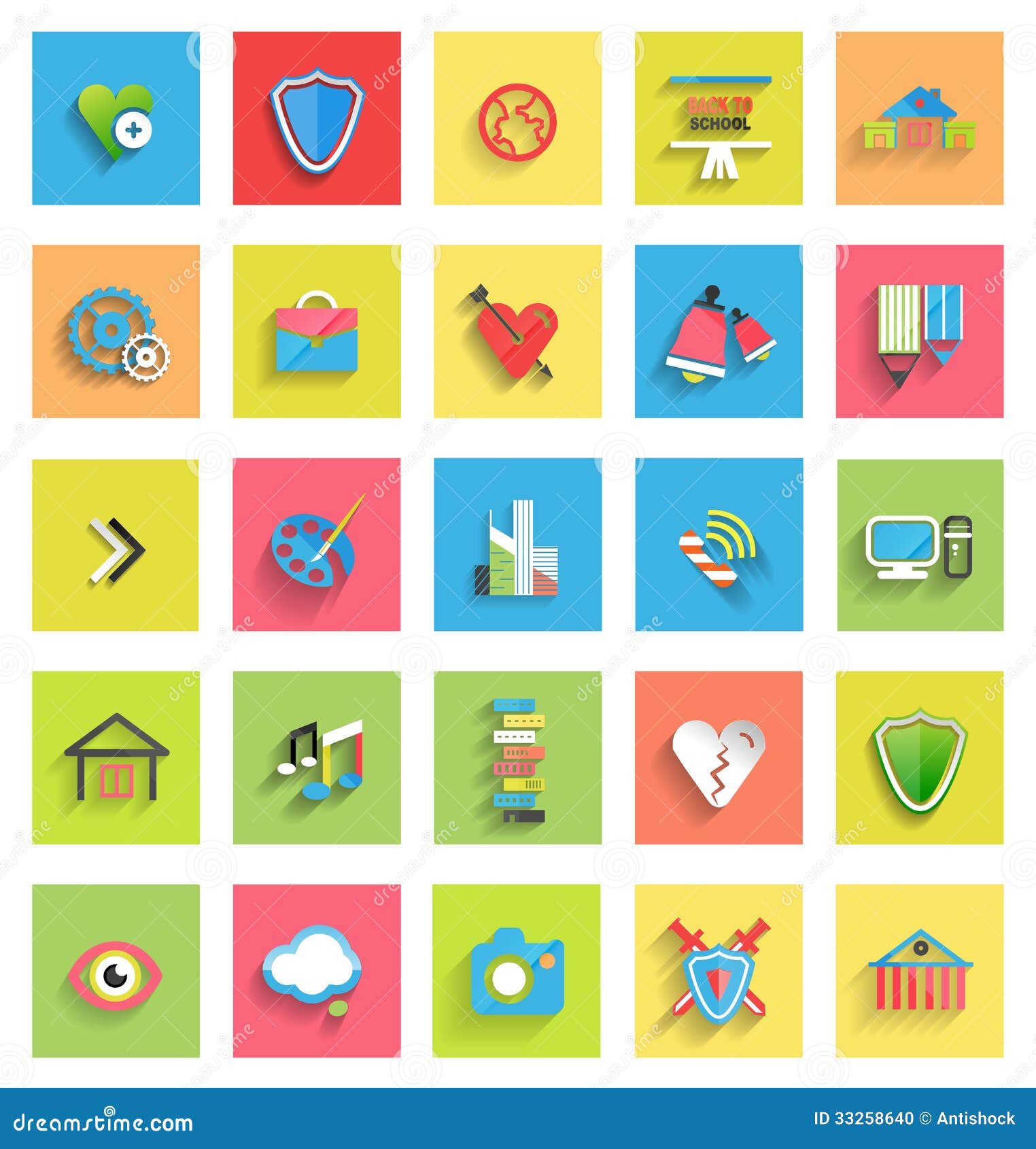 Flat Icon Set : Universal Icons Stock Vector - Illustration of button ...