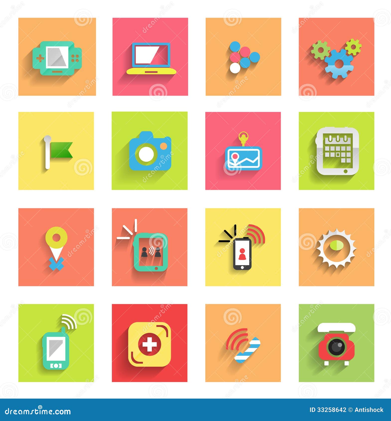 Flat Icon Set : Universal Icons Stock Vector - Illustration of phone ...