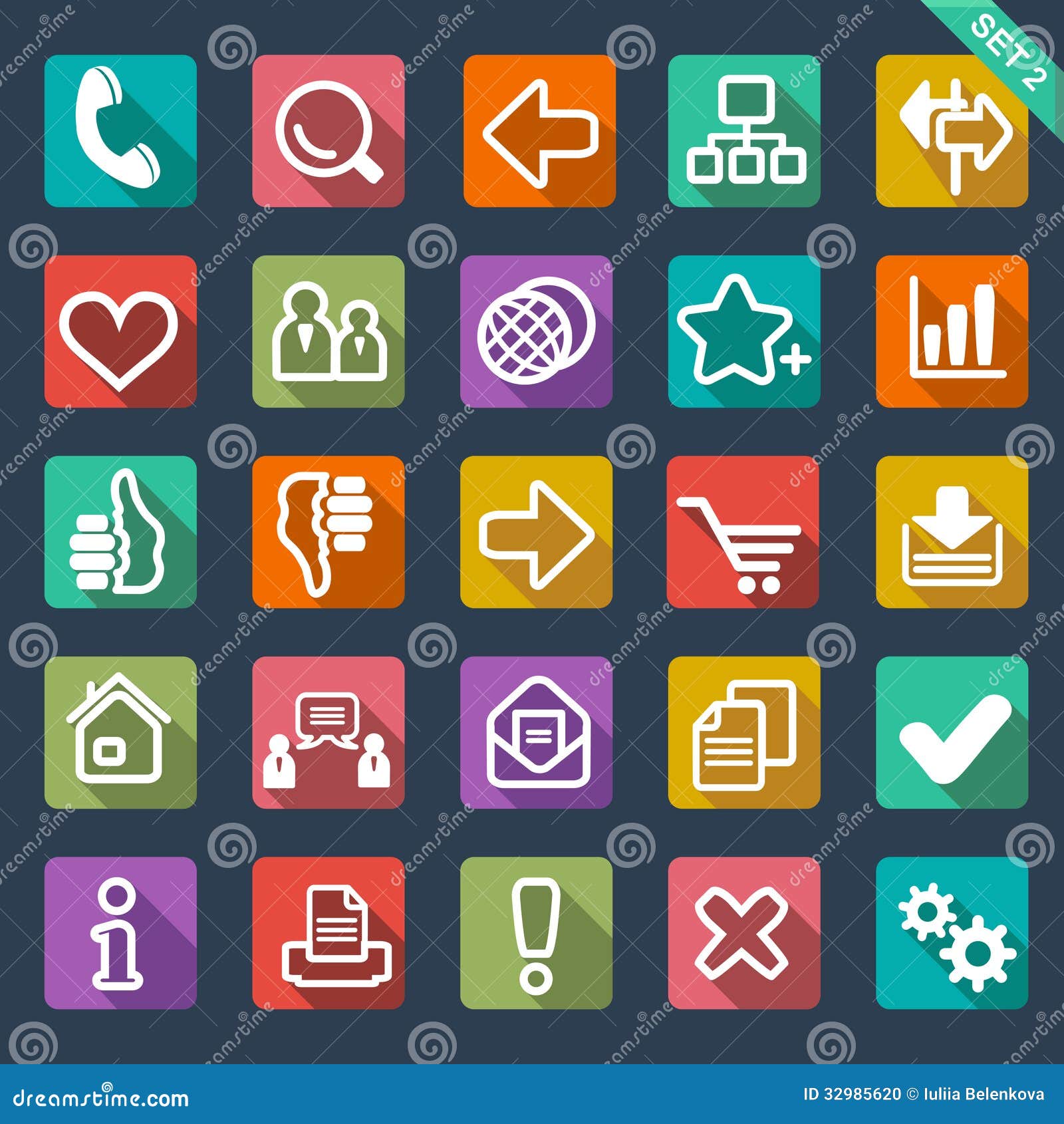 Flat icon set stock vector. Illustration of favorite - 32985620