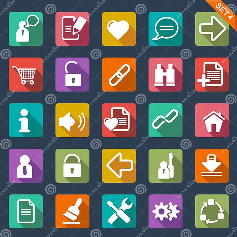 Flat icon set stock vector. Illustration of message, cloud - 32985760