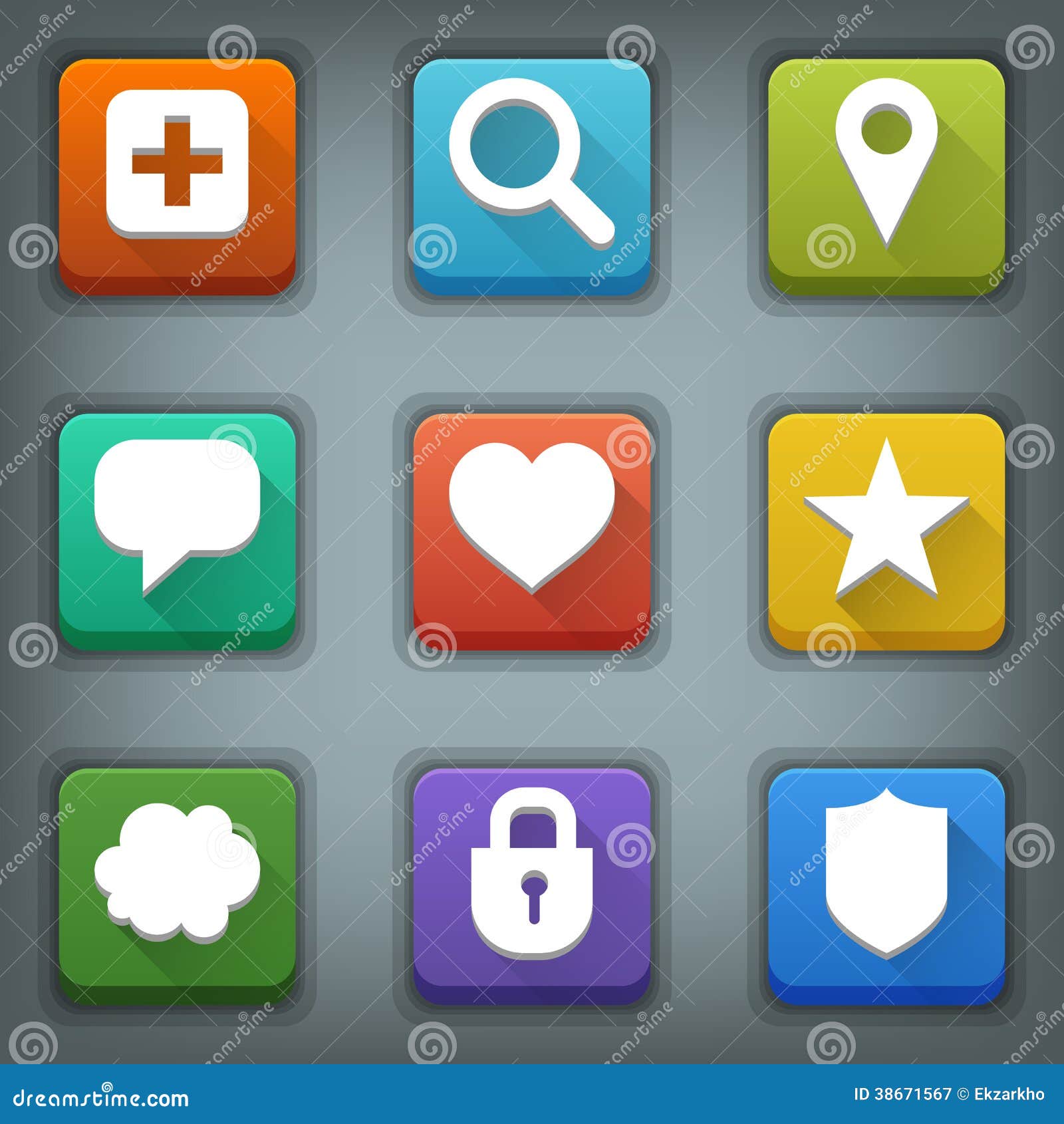 Flat Icon Set. White Symbols. Web 3 Stock Illustration - Illustration ...