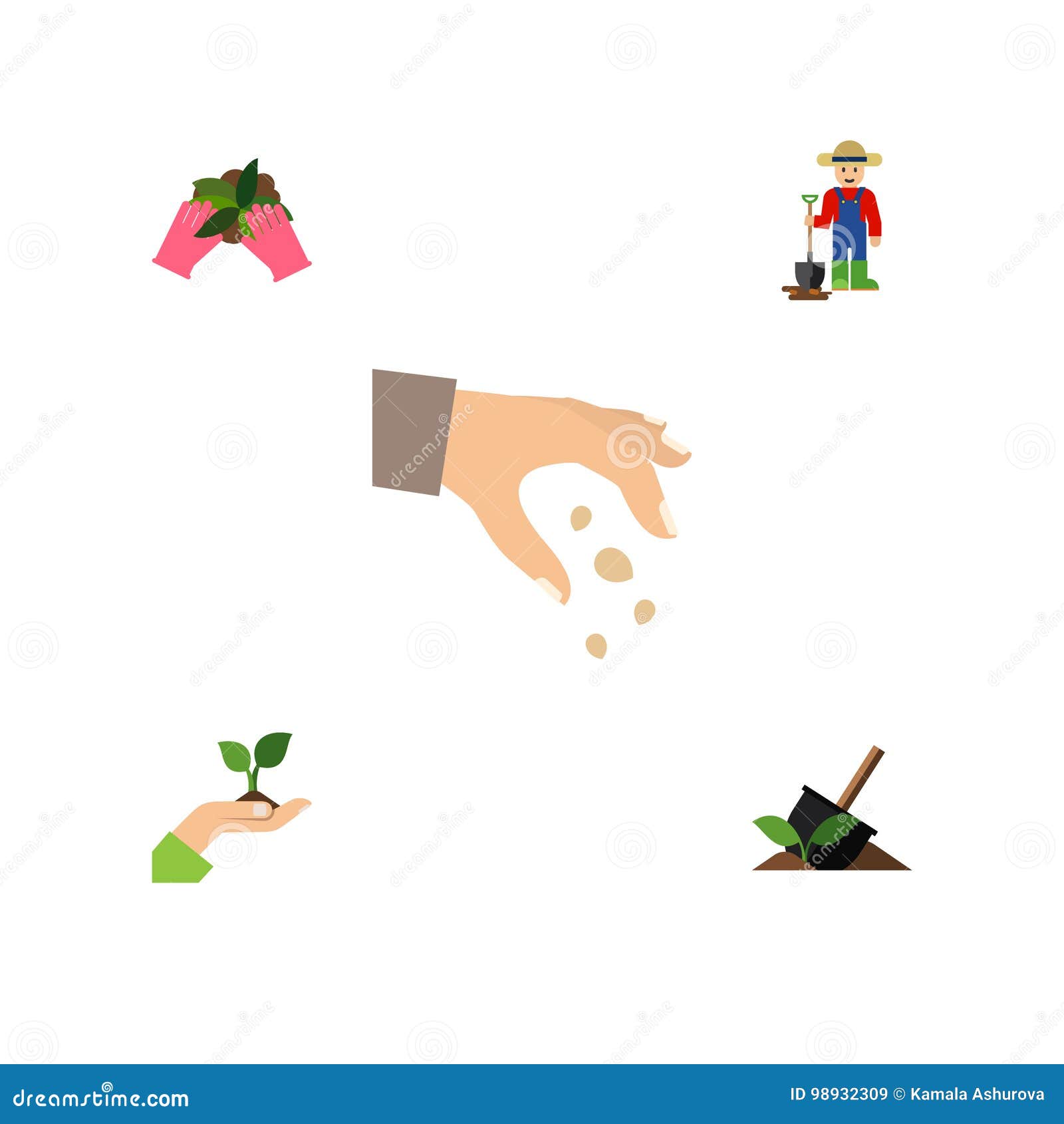 Flat Icon Sow Set of Sow, Man, Plant and Other Vector Objects. Also ...