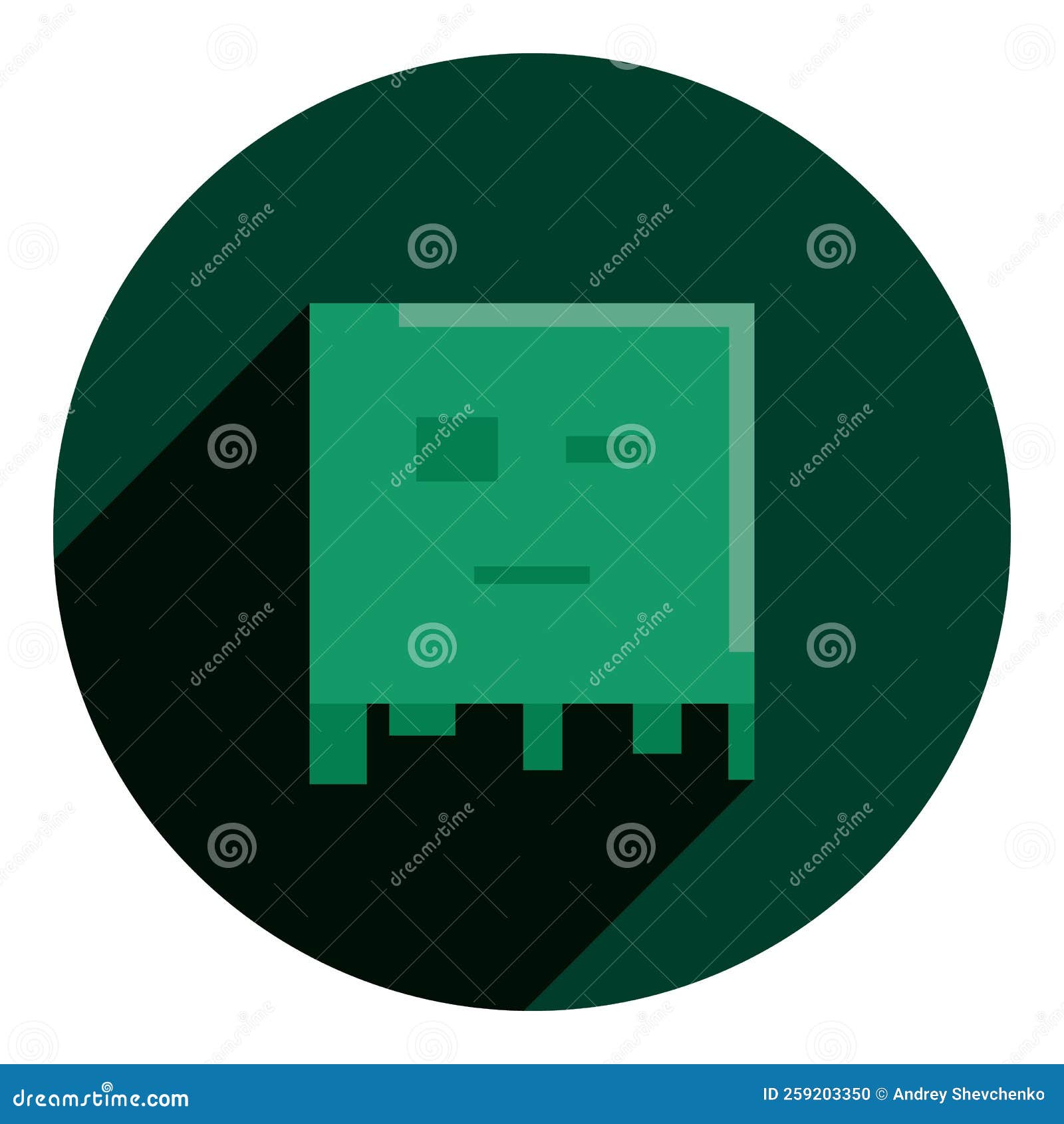 Flat Icon of a Square with a Ghost Face Stock Vector - Illustration of ...