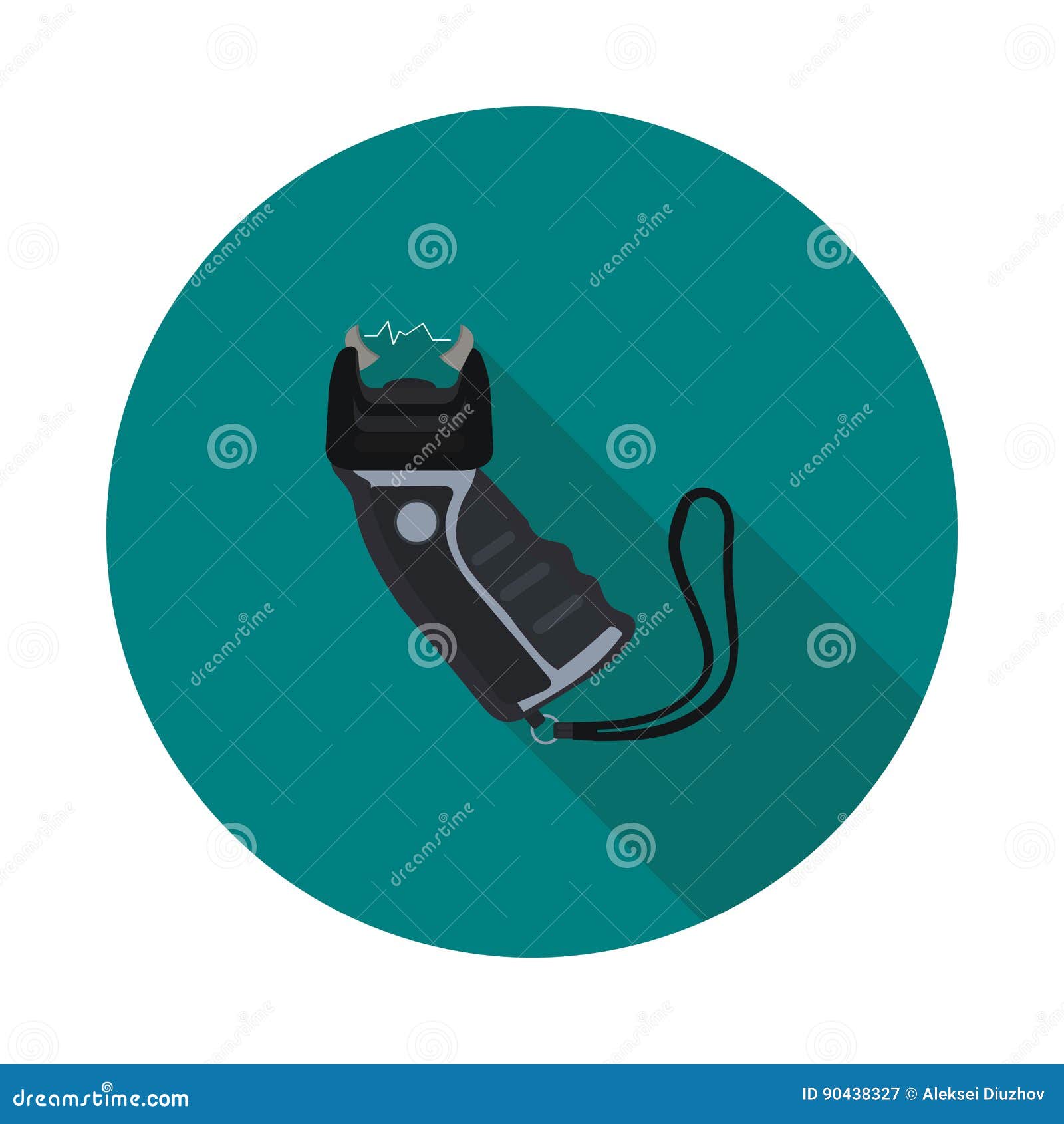 Flat icon Taser stock vector. Illustration of portable - 90438327