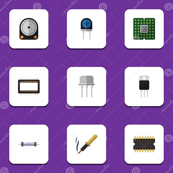 Flat Icon Technology Set of Hdd, Resist, Microprocessor and Other Vector Objects. Also Includes ...