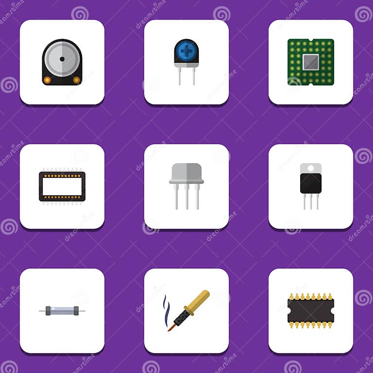 Flat Icon Technology Set of Hdd, Resist, Microprocessor and Other Vector Objects. Also Includes ...