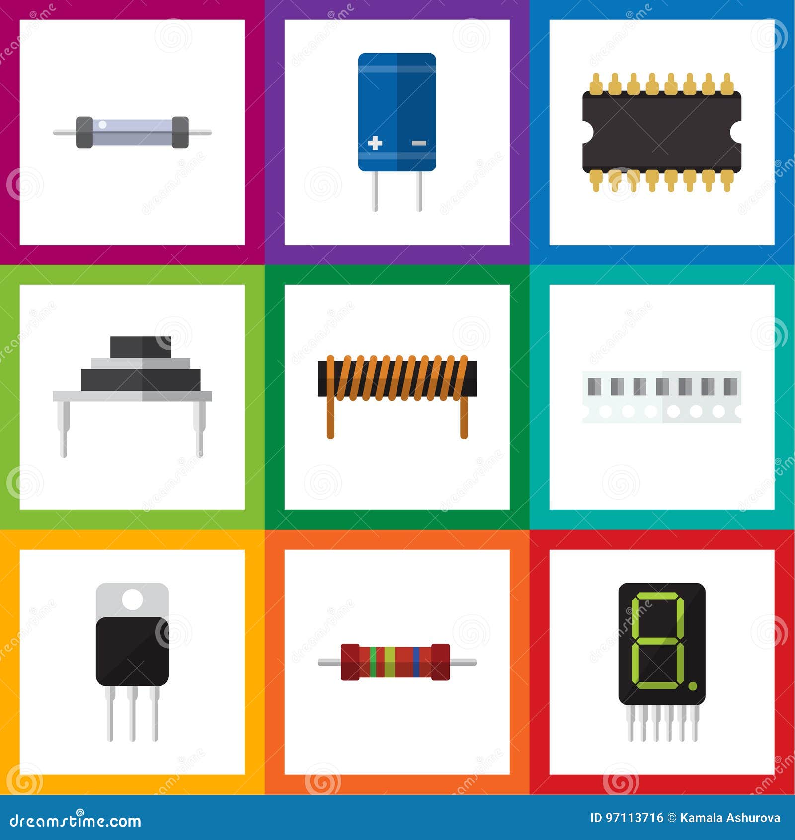 Flat Icon Technology Set of Memory, Microprocessor, Destination and ...