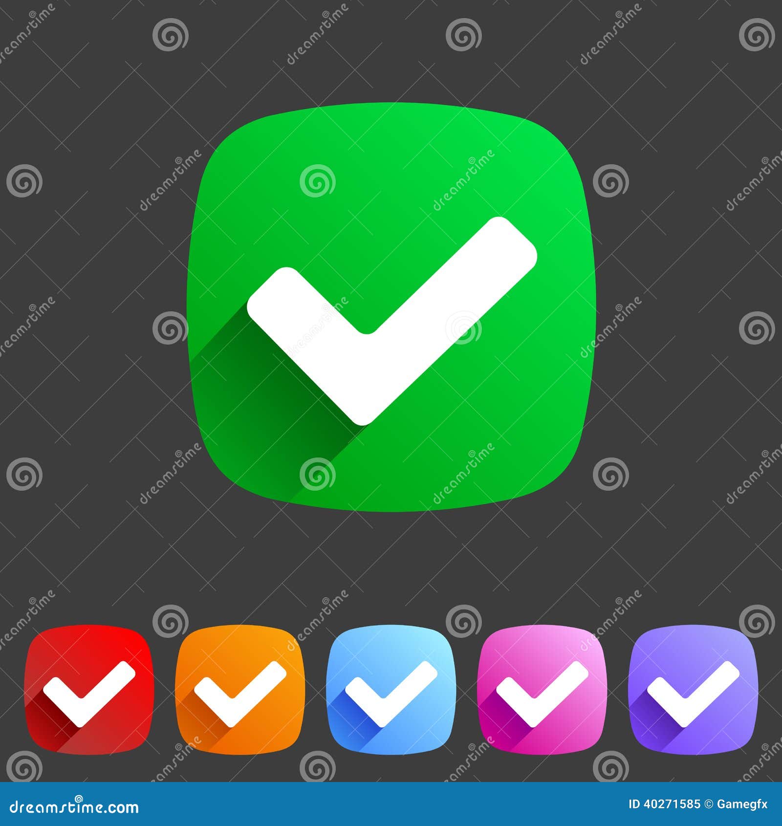 Flat icon tick stock vector. Illustration of button, flat - 40271585