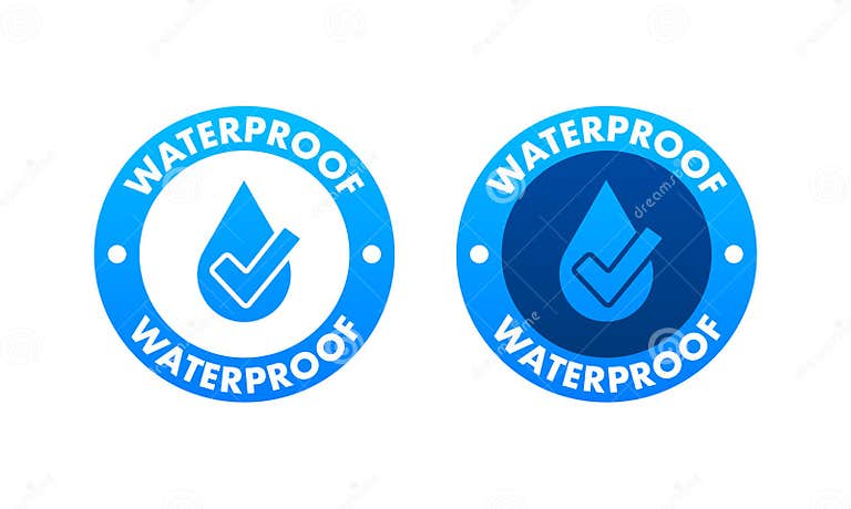 Flat Icon with Water Proof on Dust Background. Flat Blue Vector Icon ...