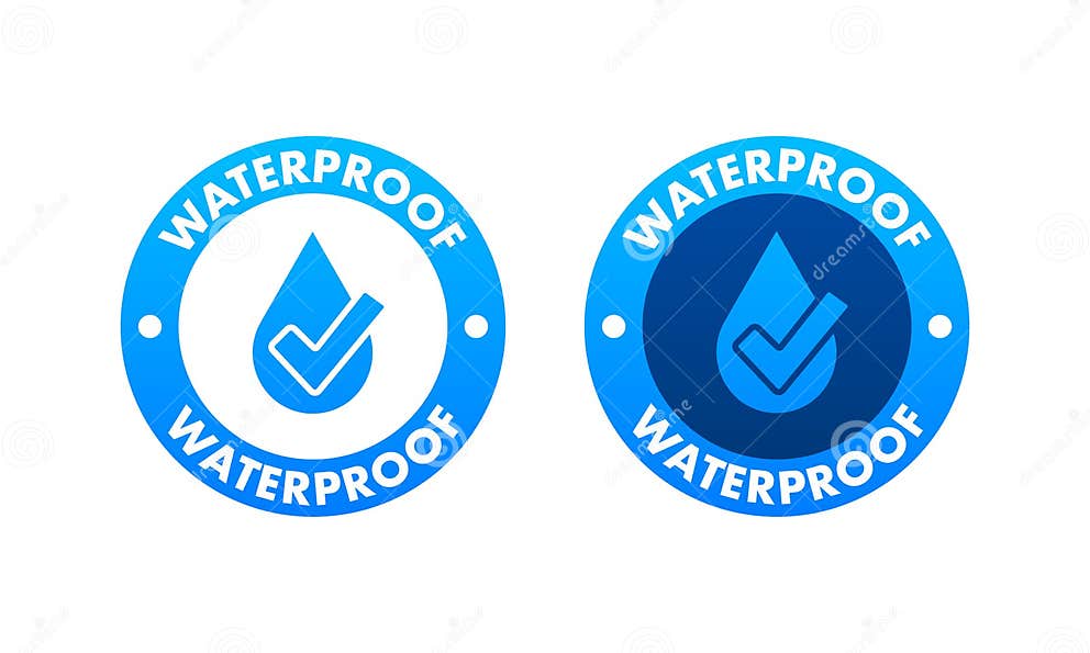 Flat Icon with Water Proof on Dust Background. Flat Blue Vector Icon ...