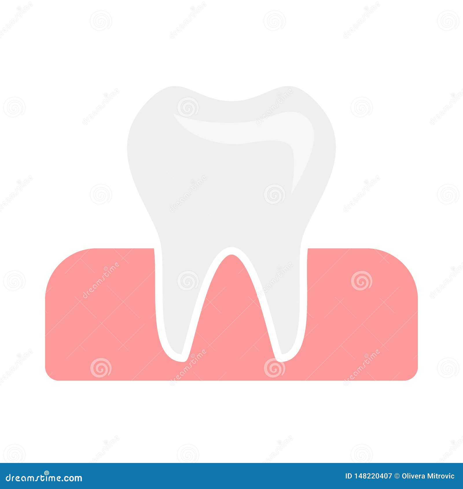 Flat Icon White Single Tooth in Healthy Gums Stock Vector ...