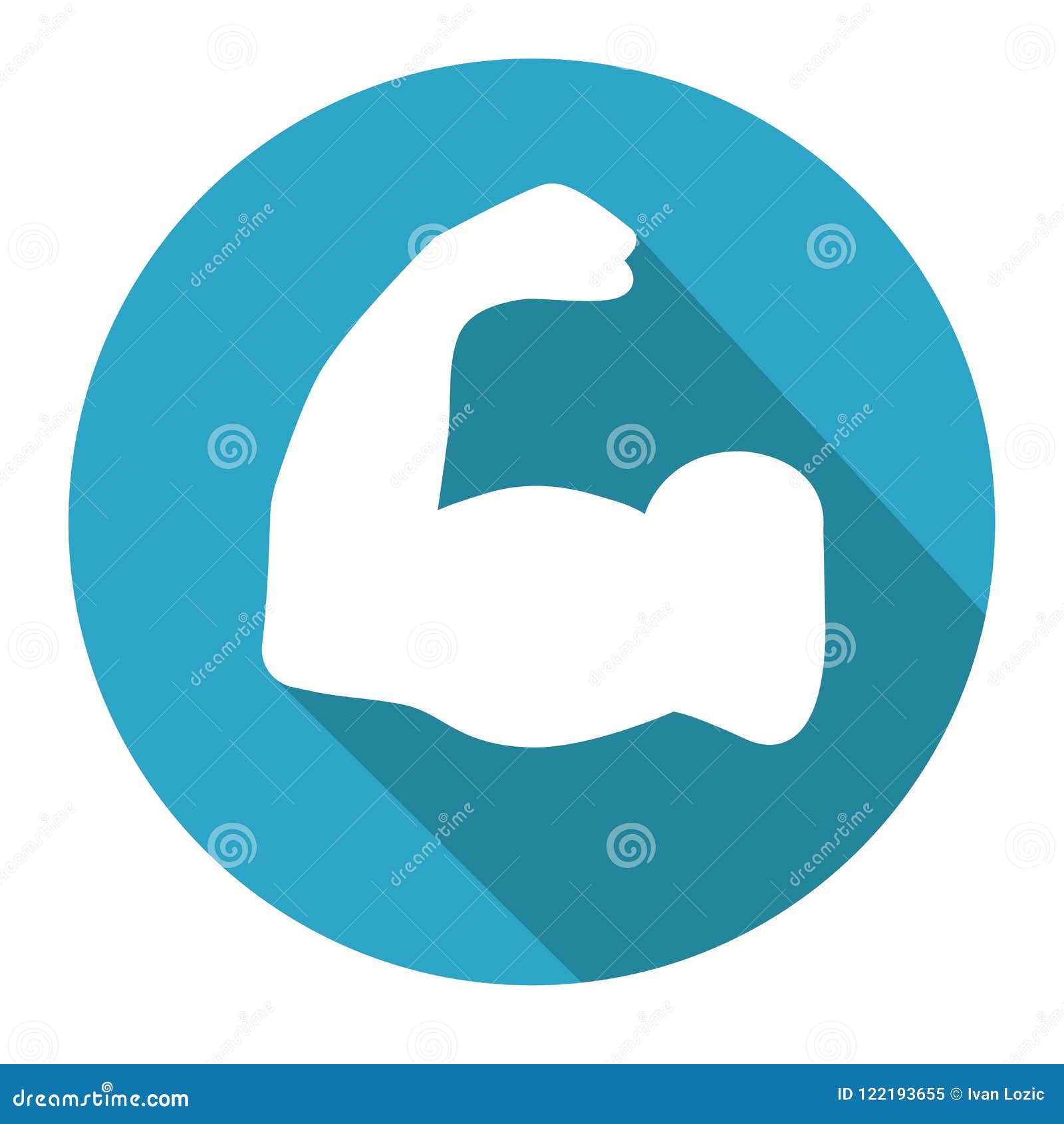 Flat Icon White Strong Arm in Blue Circle Stock Vector - Illustration ...