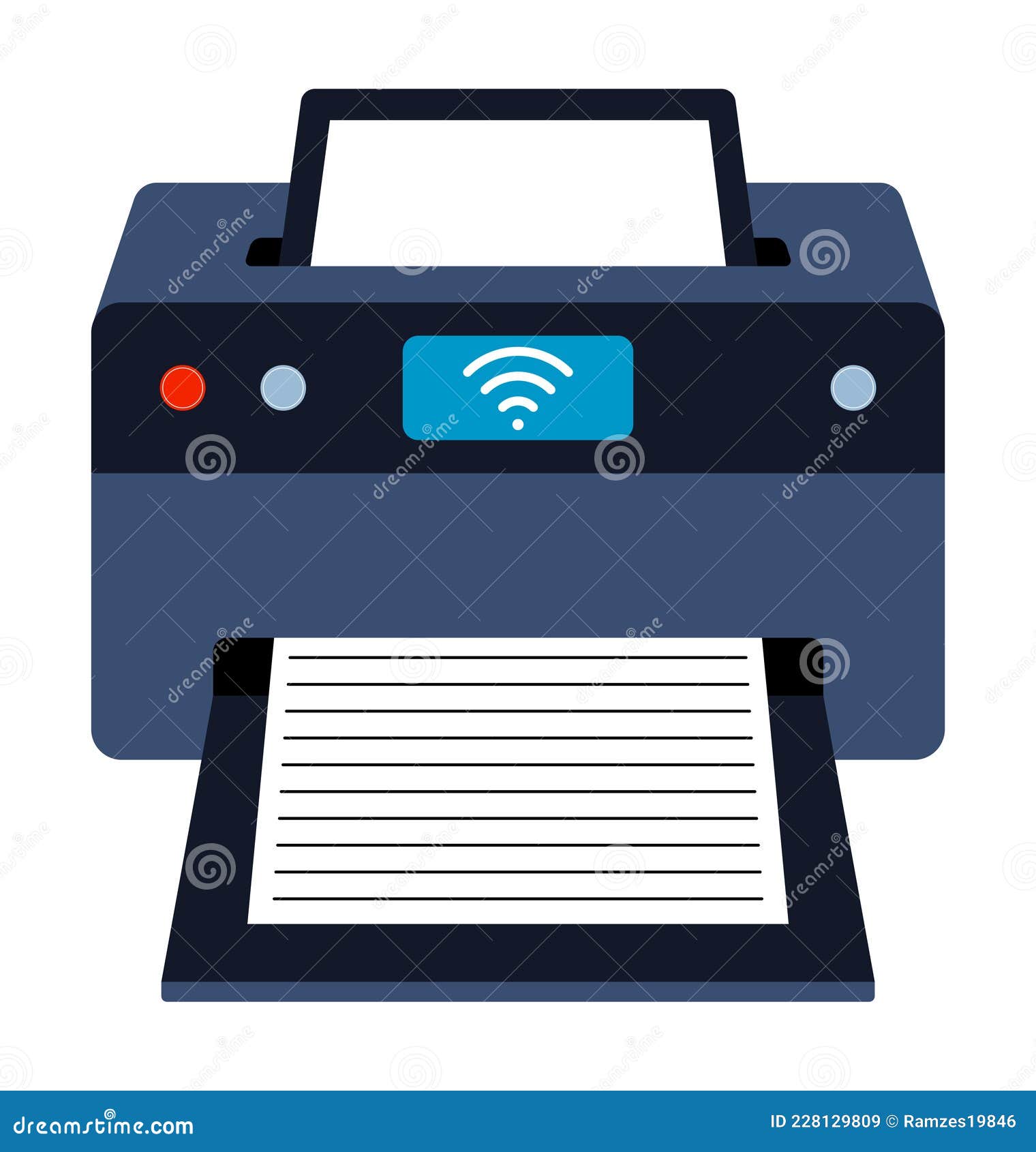 Flat Icon. Wireless Inkjet Printer Perspective Front View. Printing ...