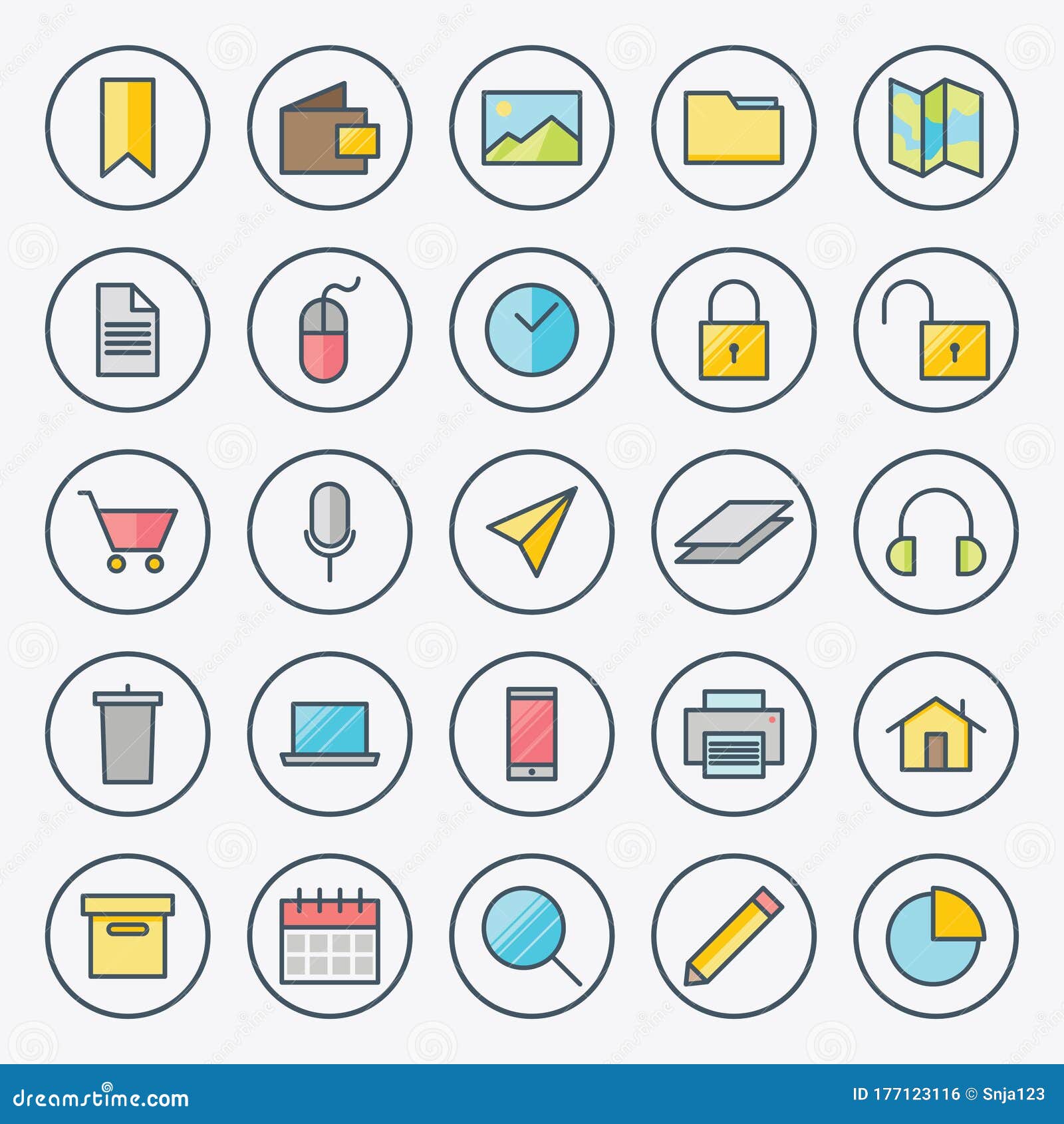 Colorful Flat Icons Set - Vector Stock Vector - Illustration of chat ...