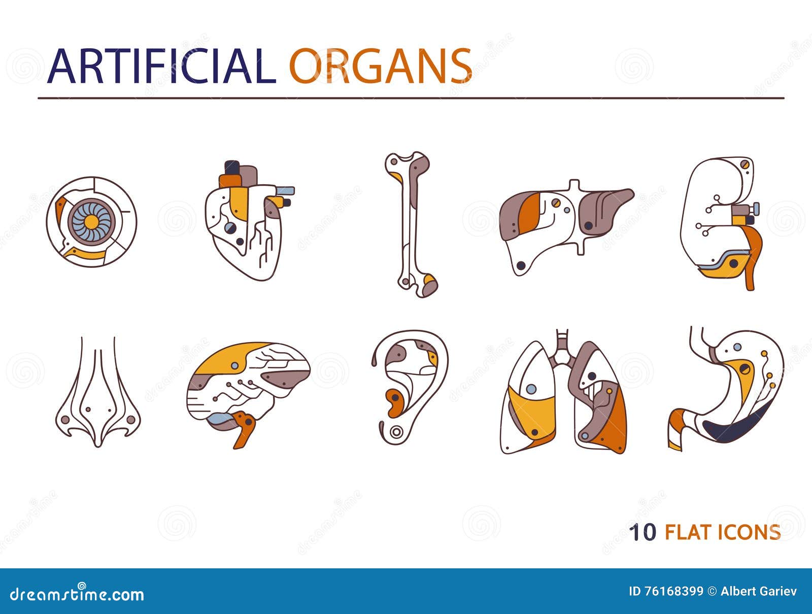 Flat Icons - Artificial Organs 3 Stock Vector - Illustration of thin ...