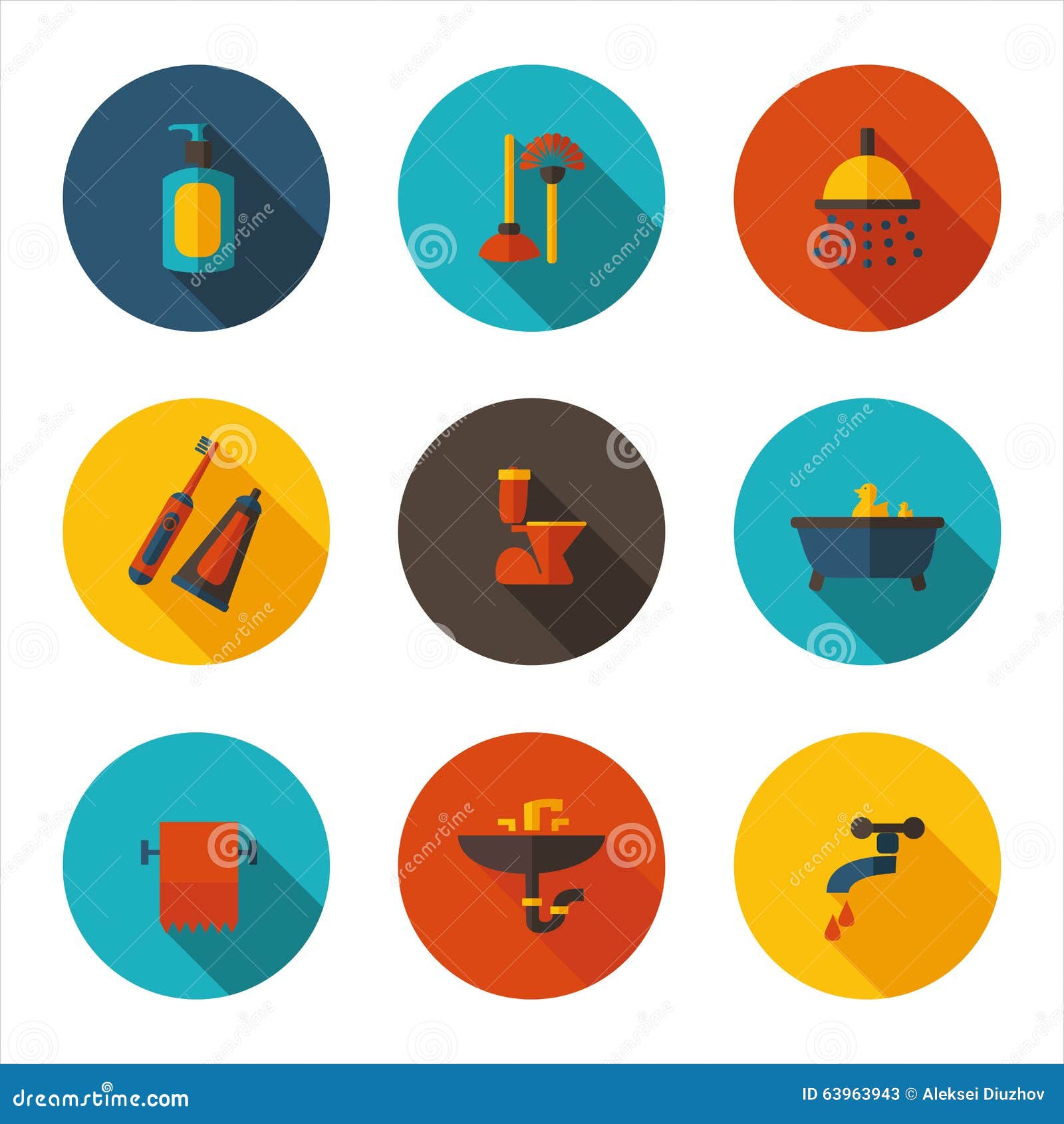 Flat Icons Bathroom in Vector Format Stock Vector - Illustration of ...