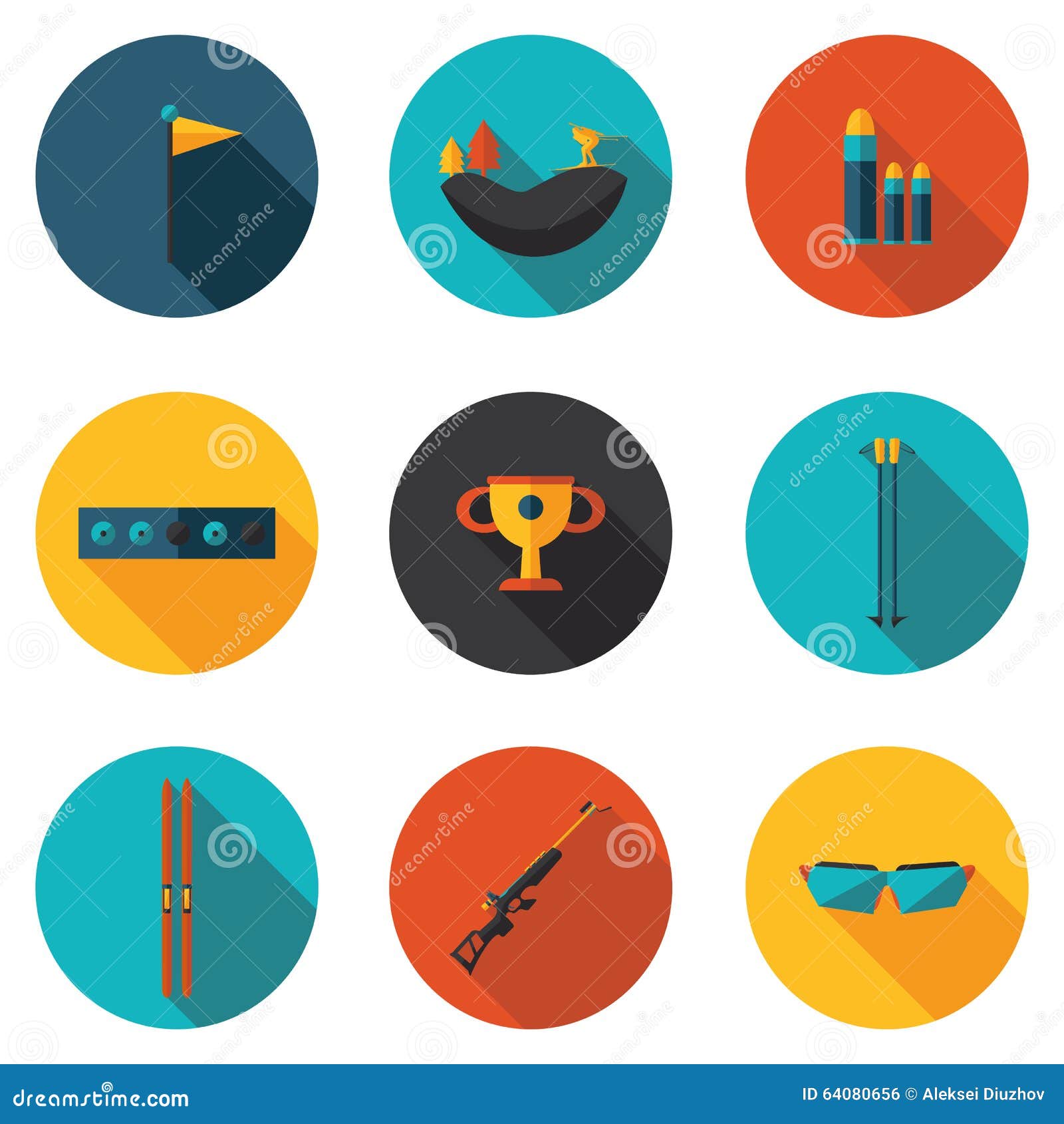 Flat icons biathlon stock illustration. Illustration of target - 64080656