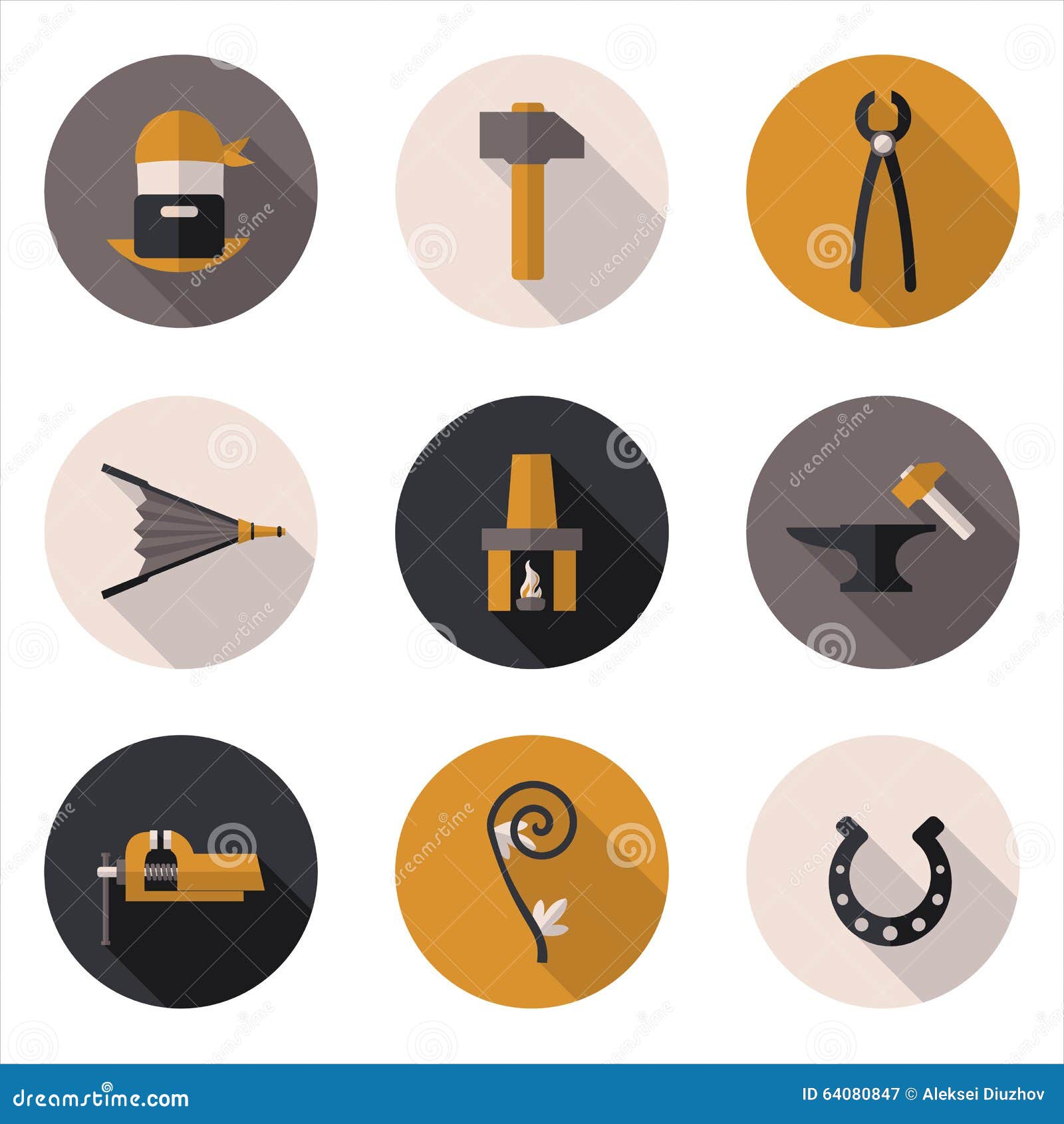 Flat icons blacksmith stock illustration. Illustration of shadow - 64080847