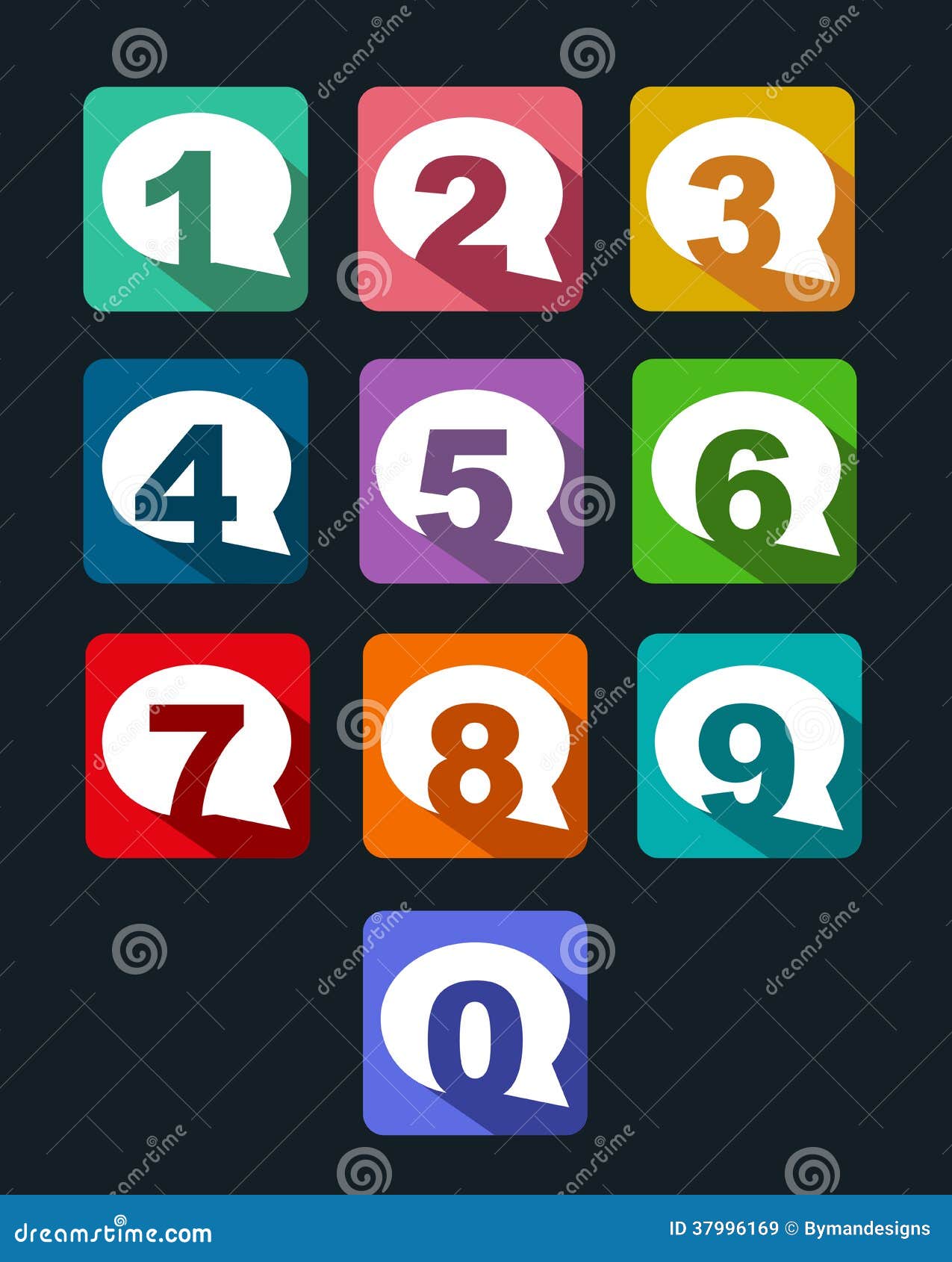 Flat Icons Bubble Conversation Numbers with Long S Stock Vector ...