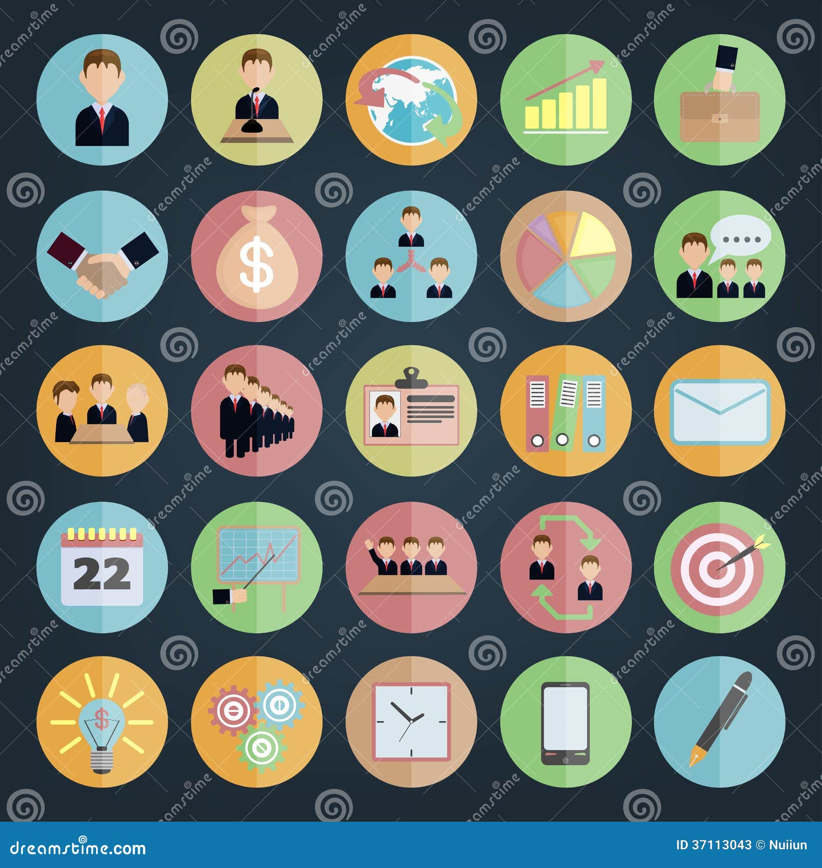 Flat icons Business stock vector. Illustration of icons - 37113043