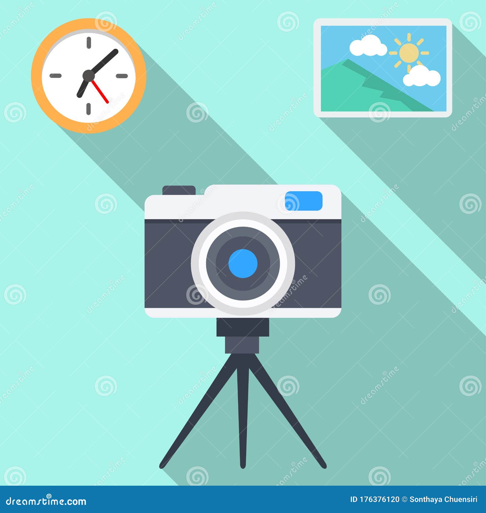 Flat Icons for Camera,clock,picture,vector Illustrations Stock Vector ...