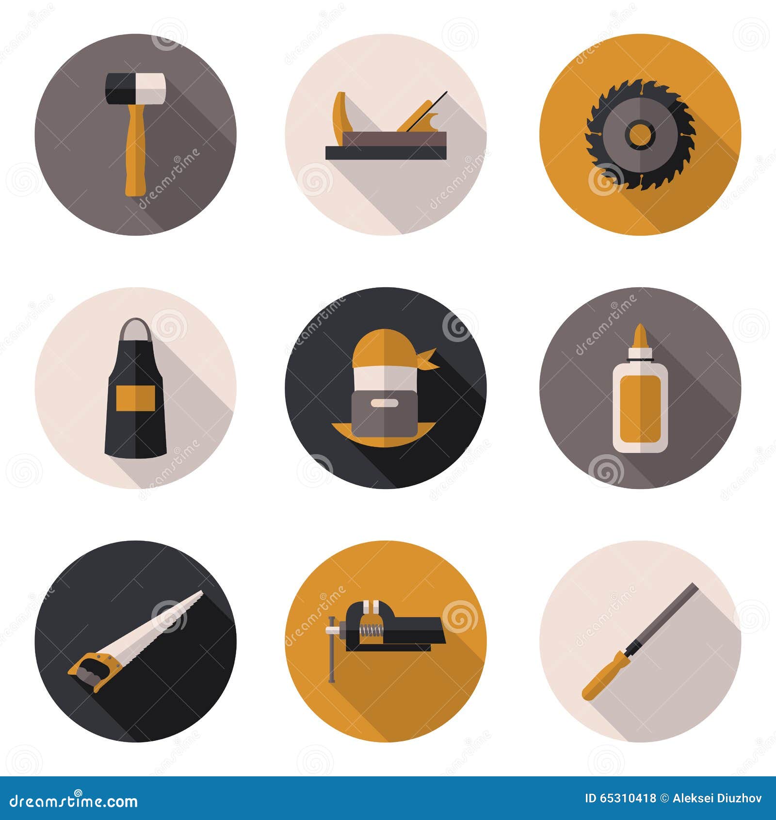 Flat icons carpenter stock vector. Illustration of repair - 65310418