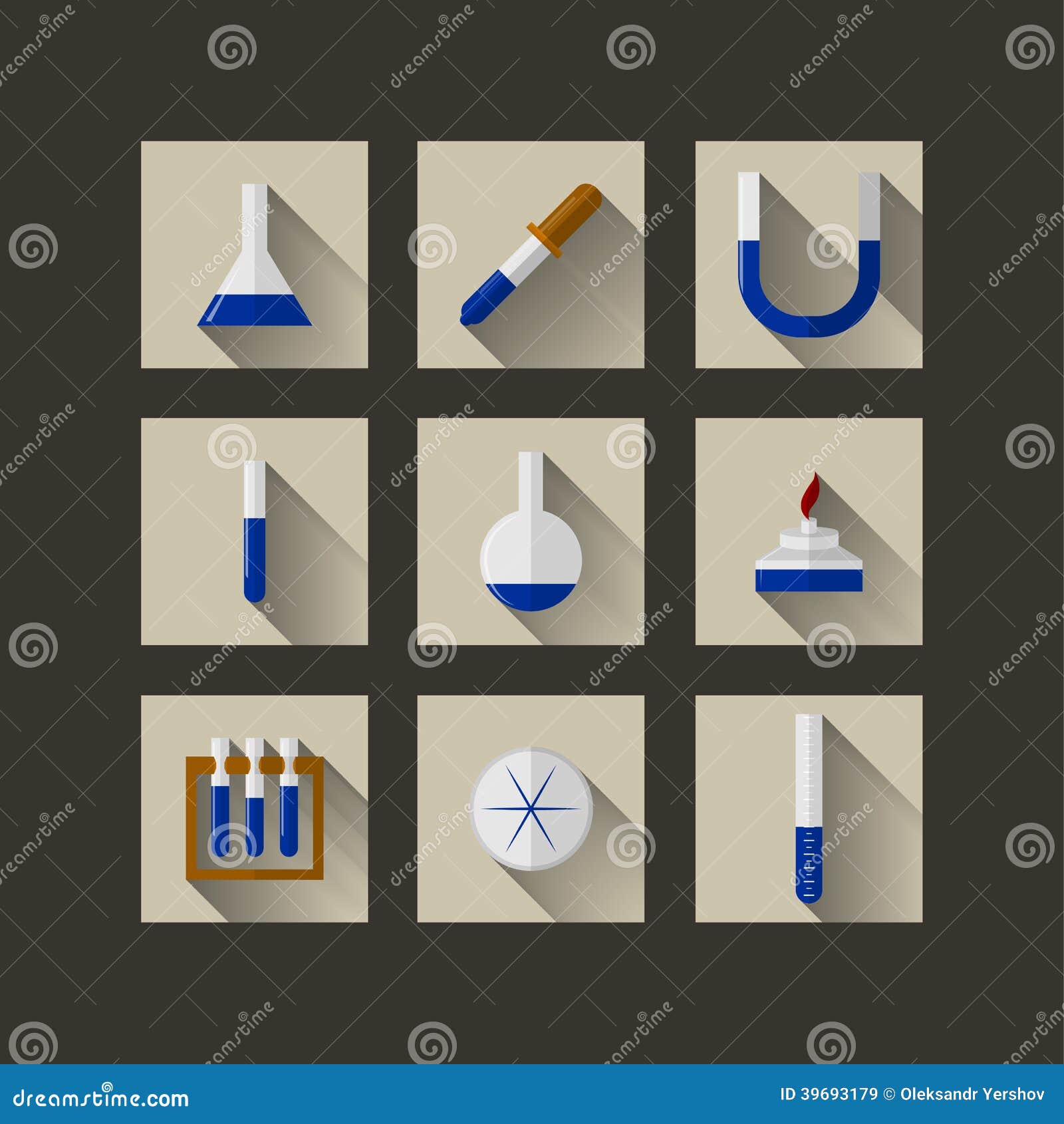 Flat icons for chemistry stock vector. Illustration of flat - 39693179